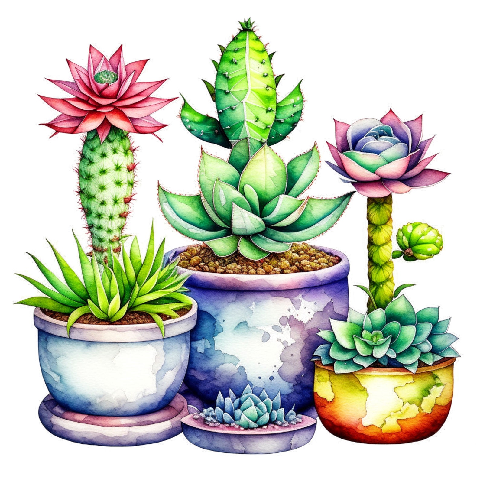 Succulents Digital Art | Clipart | 10 High Quality Jpgs | Digital ...