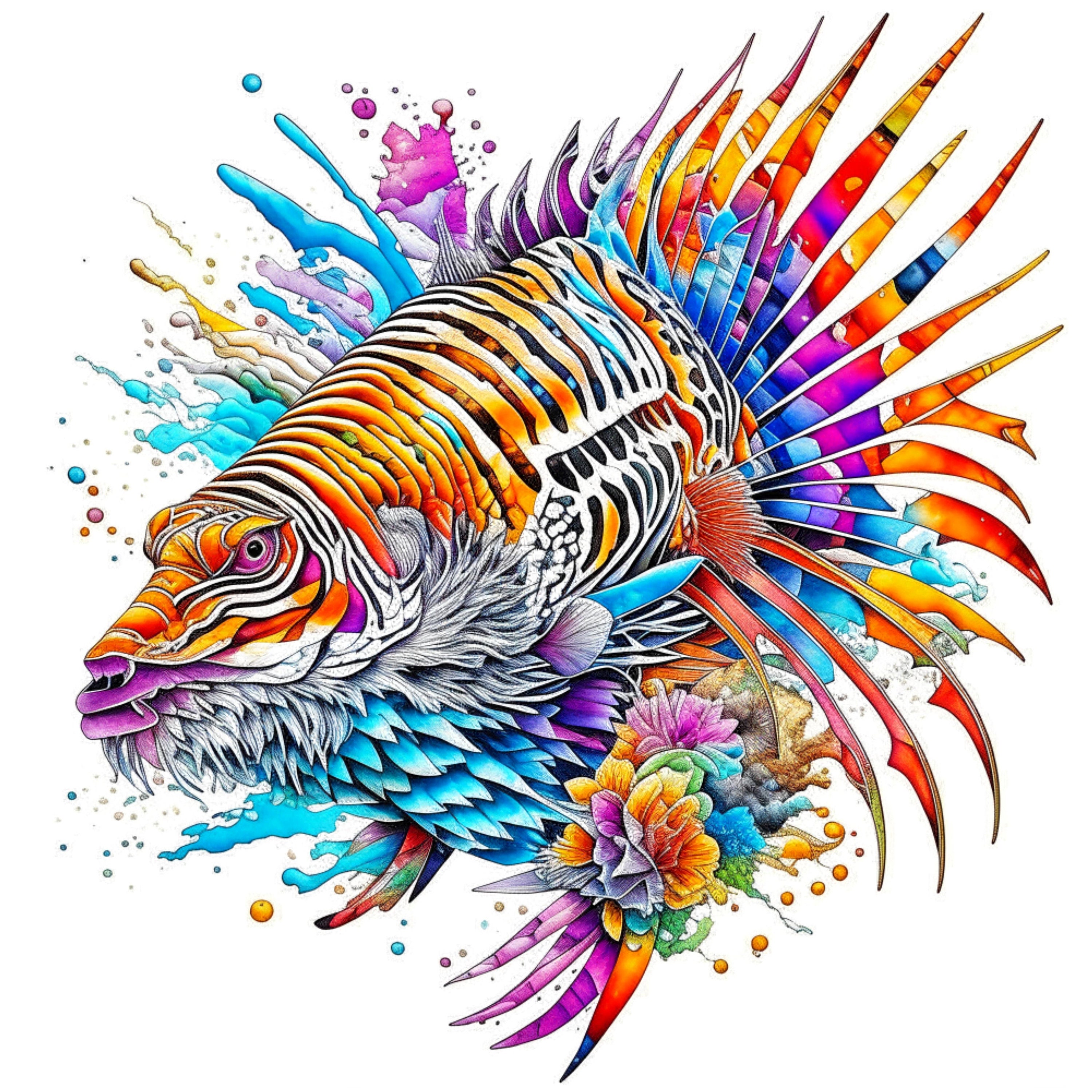 Lionfish Digital Art Clipart 15 High Quality Jpgs Digital Download Clip ...