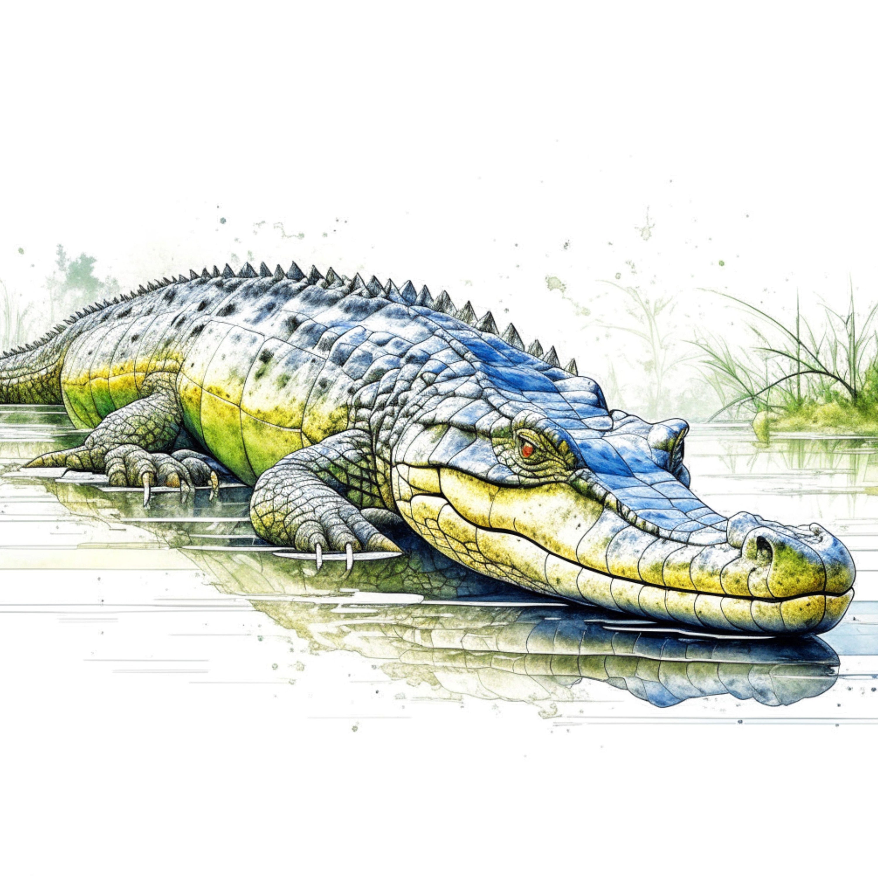 Alligator Digital Art | Clipart | 15 High Quality Jpgs | Digital ...