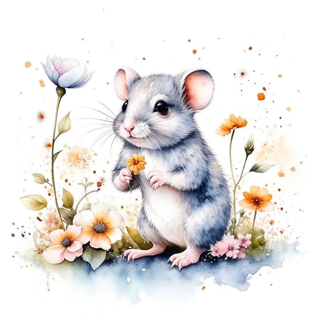 Field Mouse With Flowers Digital Art | Clipart | 10 High Quality Jpgs ...