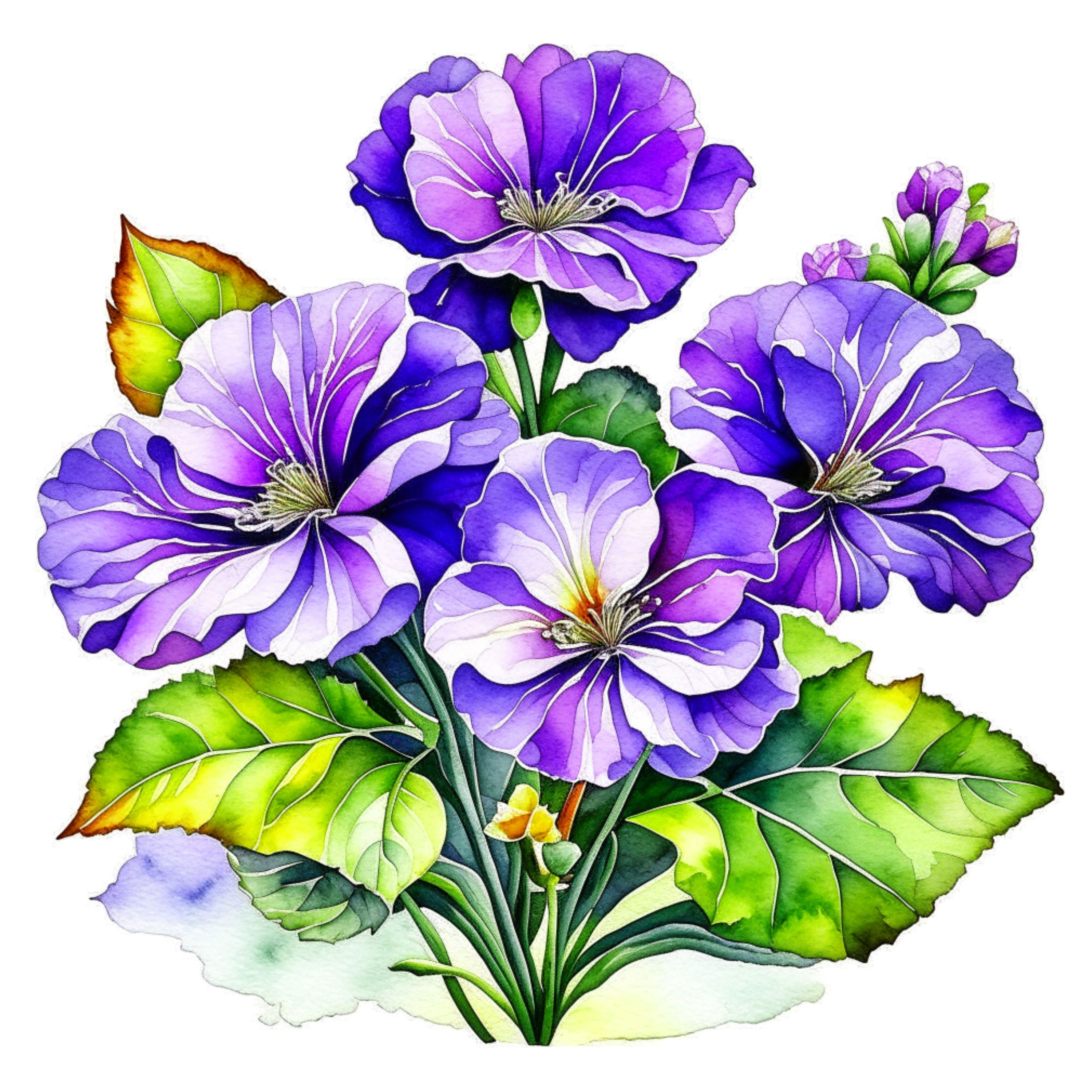African Violets Digital Art | Violet Flowers Clipart | 15 High Quality ...