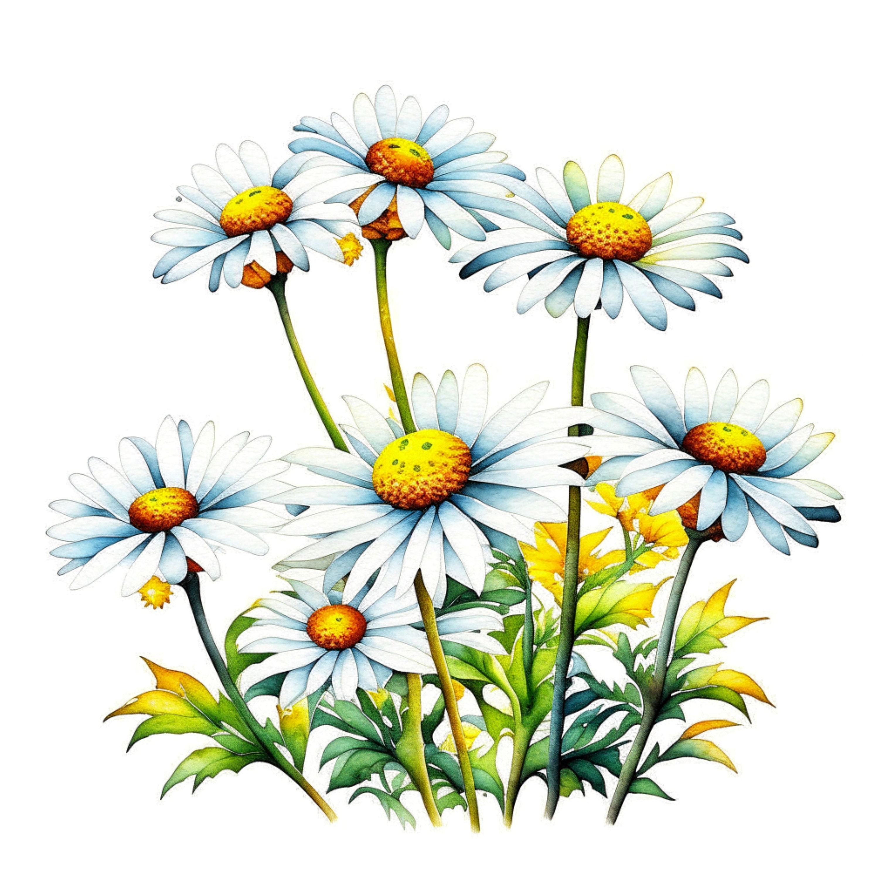 Daisies Digital Art | Flowers Clipart | 10 High Quality Jpgs | Digital ...