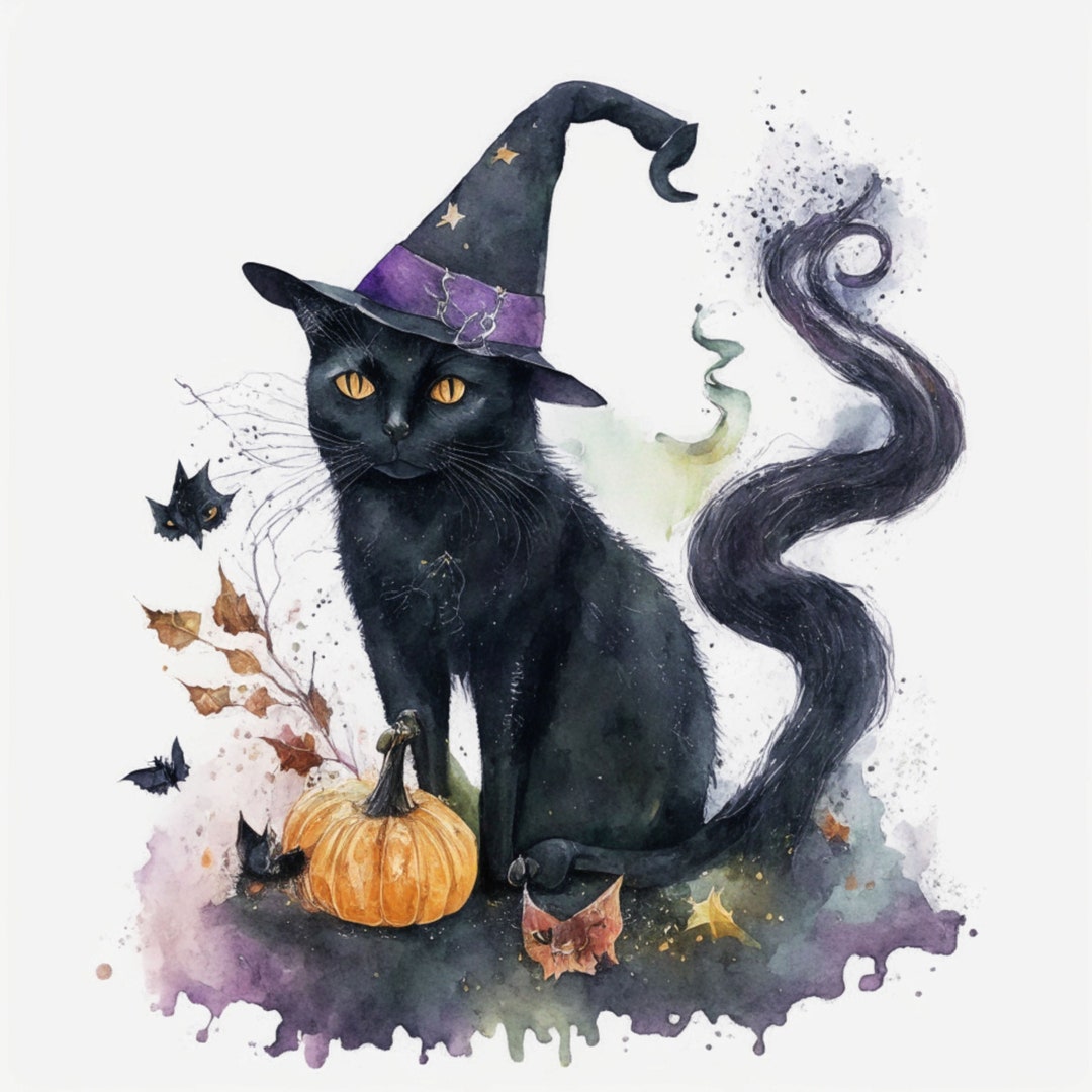 Spooky Black Cats Digital Art | Clipart | 10 High Quality Jpgs ...