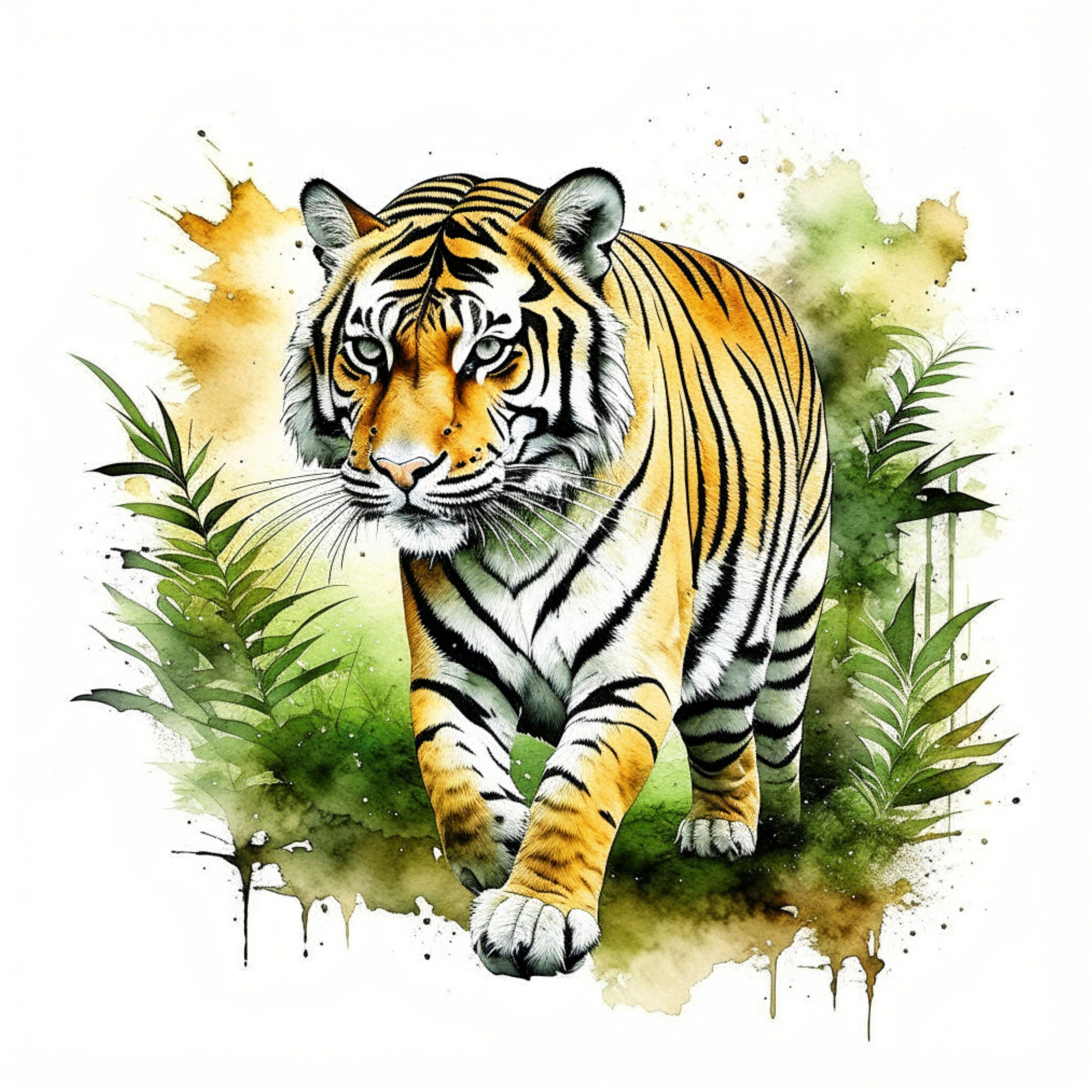 Tiger in Jungle Digital Art | Tigers Clipart | 10 High Quality Jpgs ...