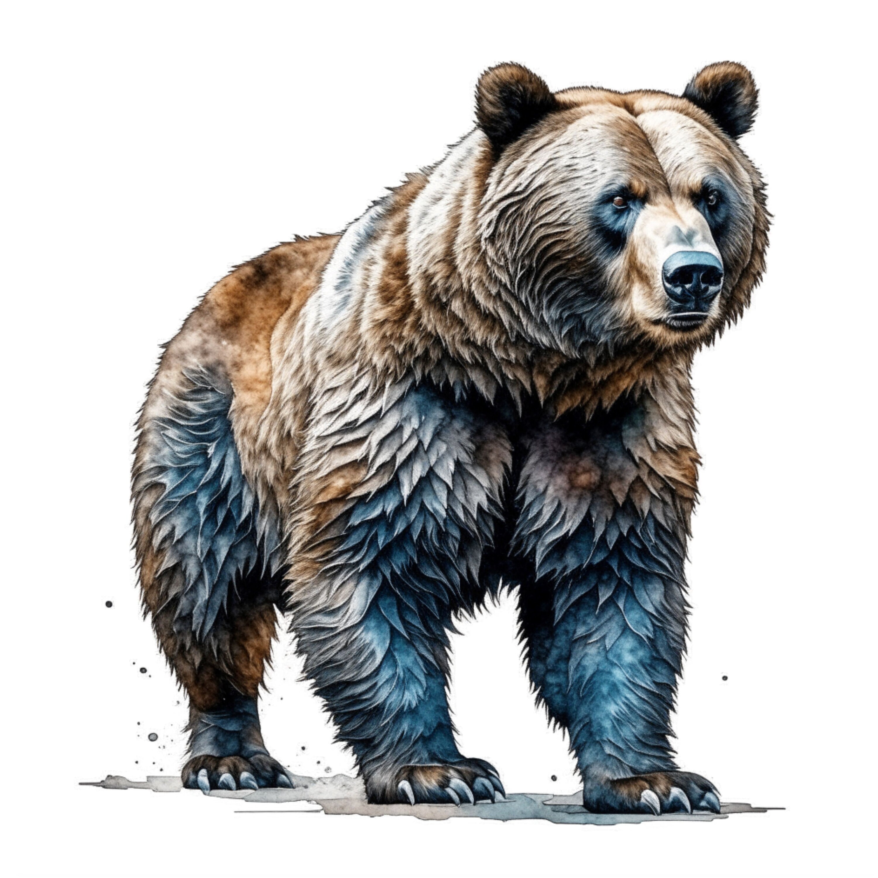 Grizzley Bear Digital Art Bears Clipart 10 High Quality Jpgs Digital Download AI Art Mixed Media ...