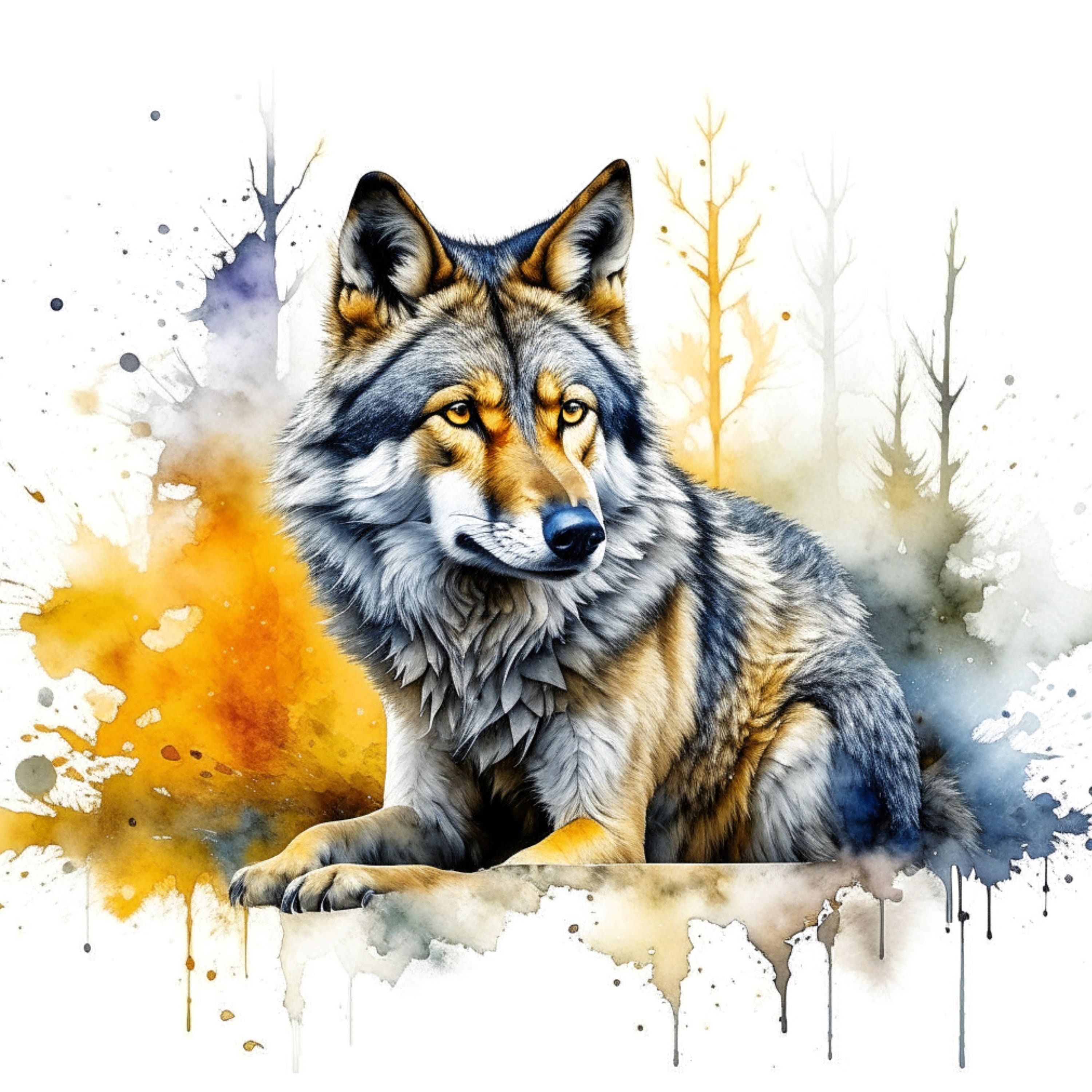 Wolf Digital Art Wolves Clipart 12 High Quality Jpgs Digital Download ...
