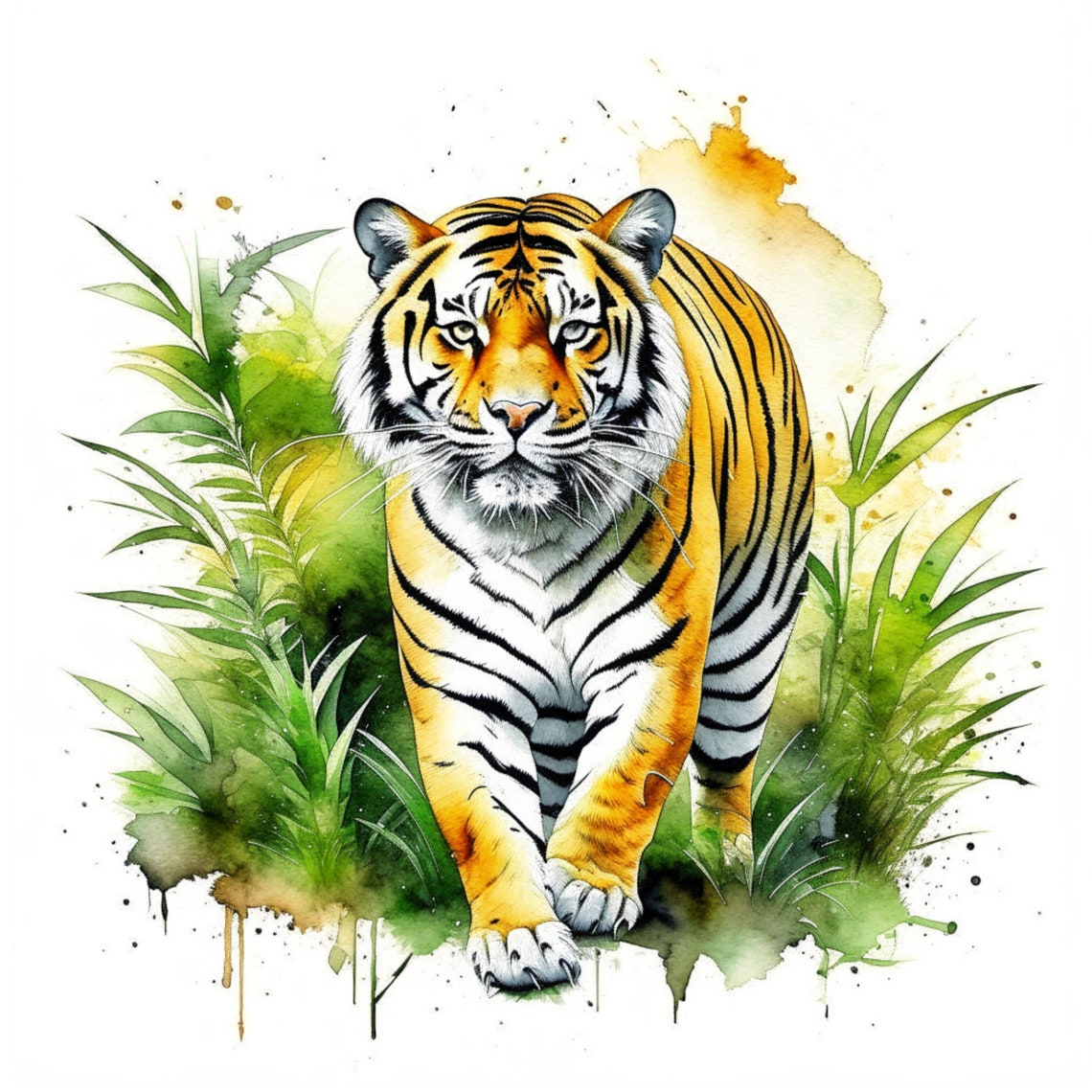 Tiger in Jungle Digital Art | Tigers Clipart | 10 High Quality Jpgs ...