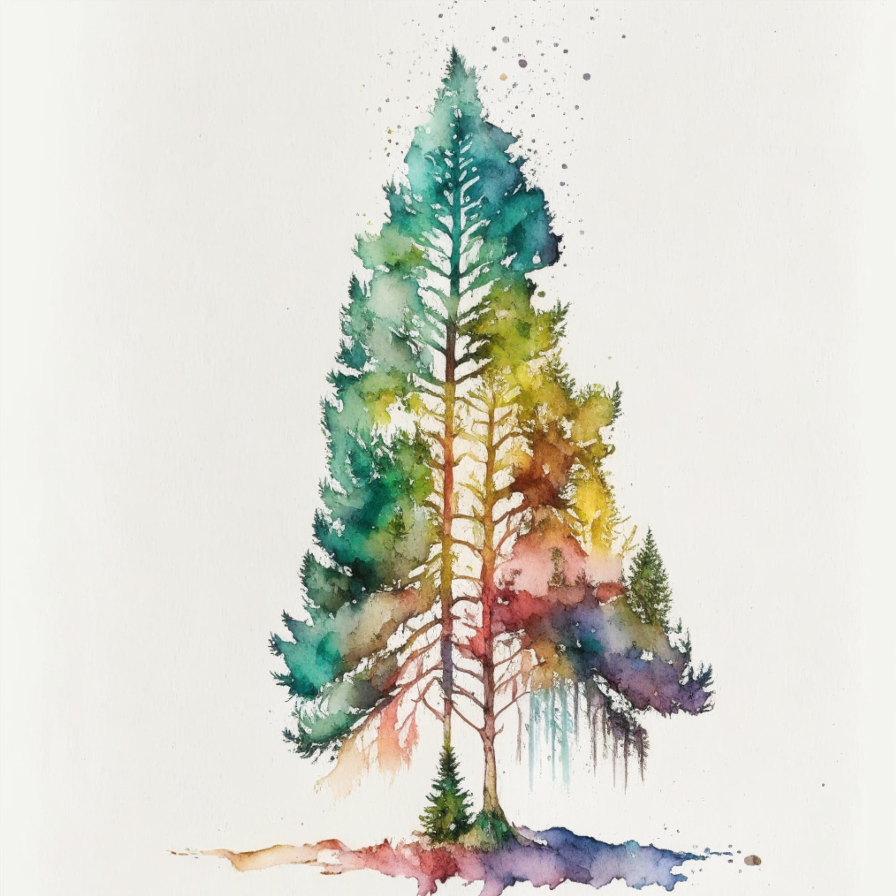 Multi-color Pine Trees Digital Art Clipart 10 High Quality Jpgs Digital ...