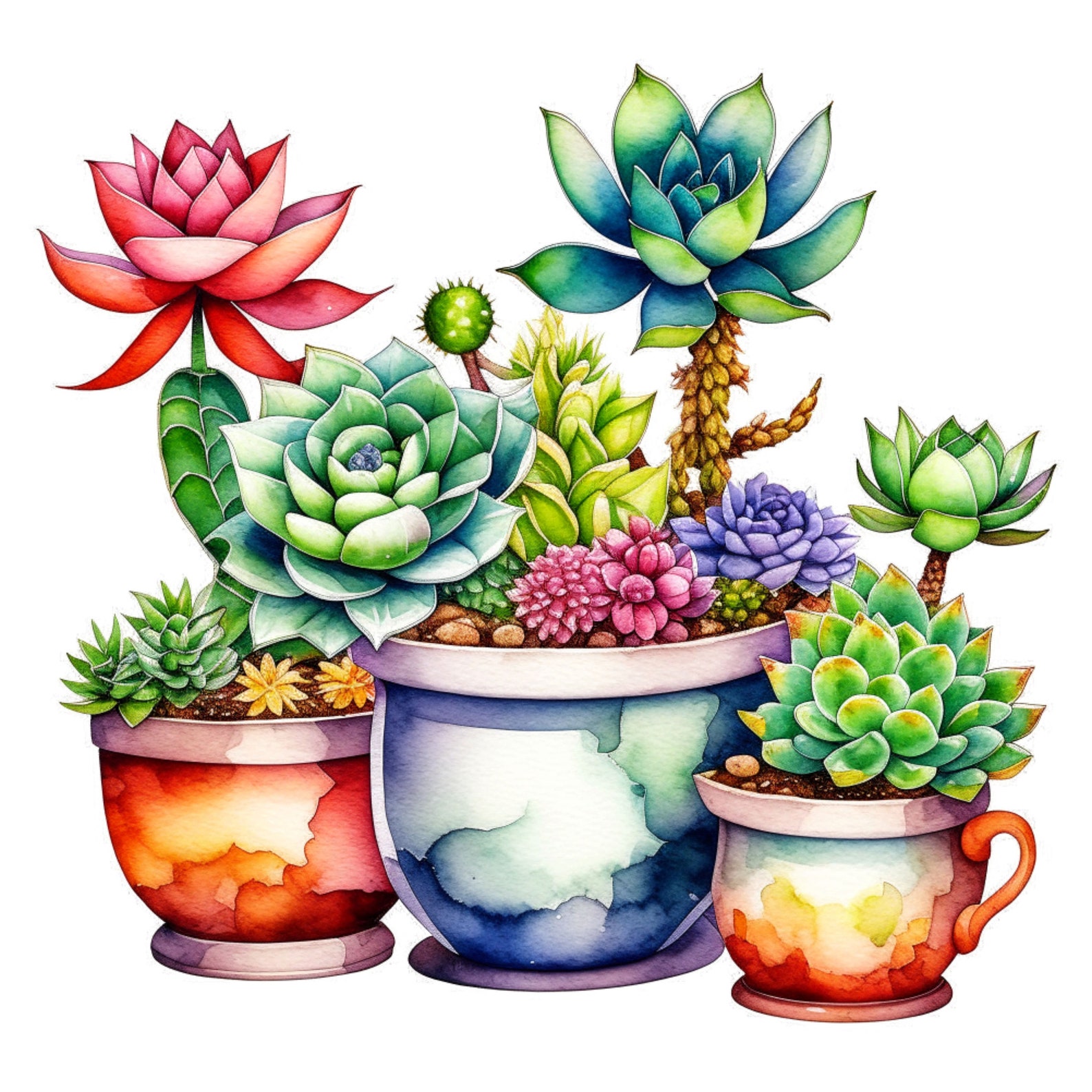 Succulents Digital Art | Clipart | 10 High Quality Jpgs | Digital ...