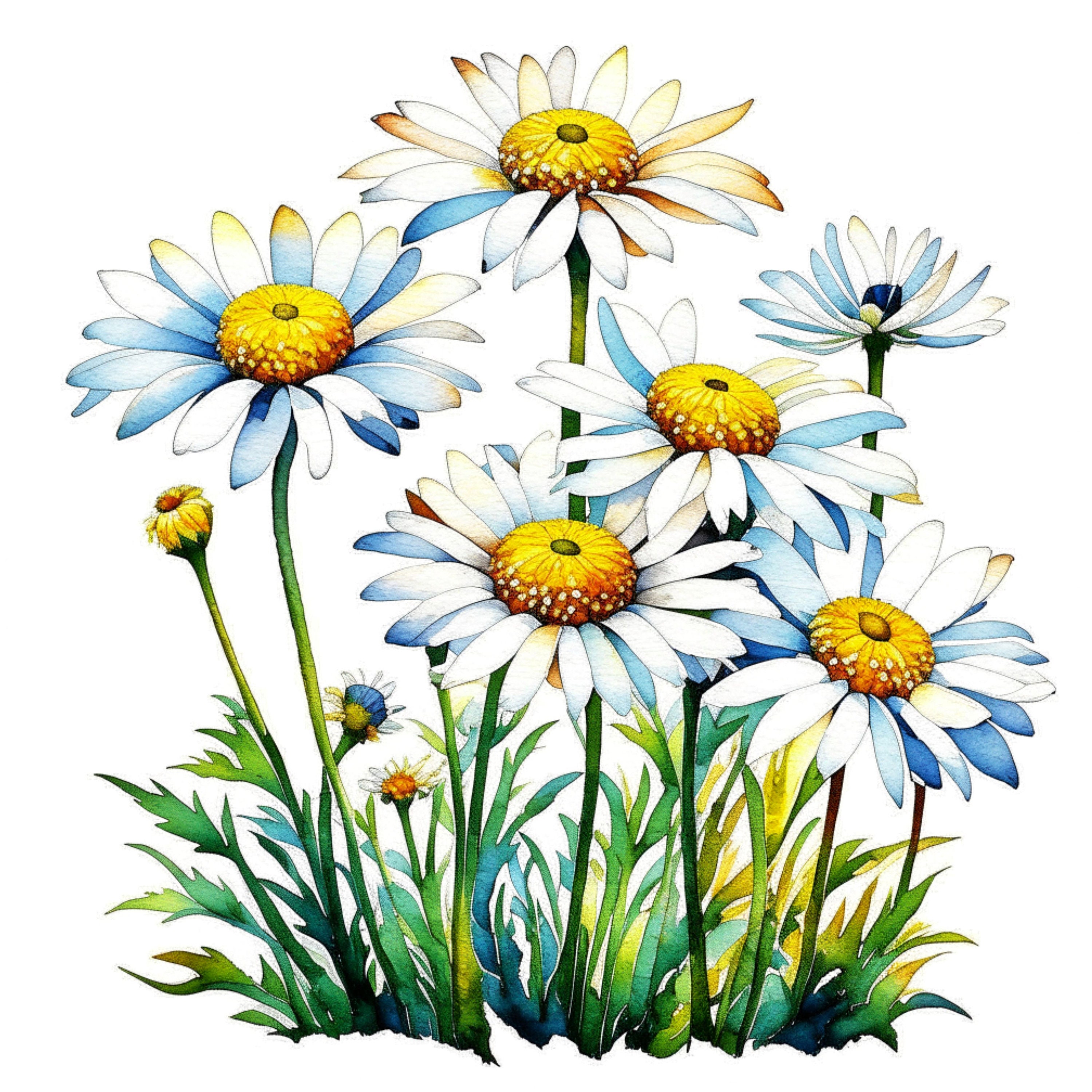 Daisies Digital Art | Flowers Clipart | 10 High Quality Jpgs | Digital ...