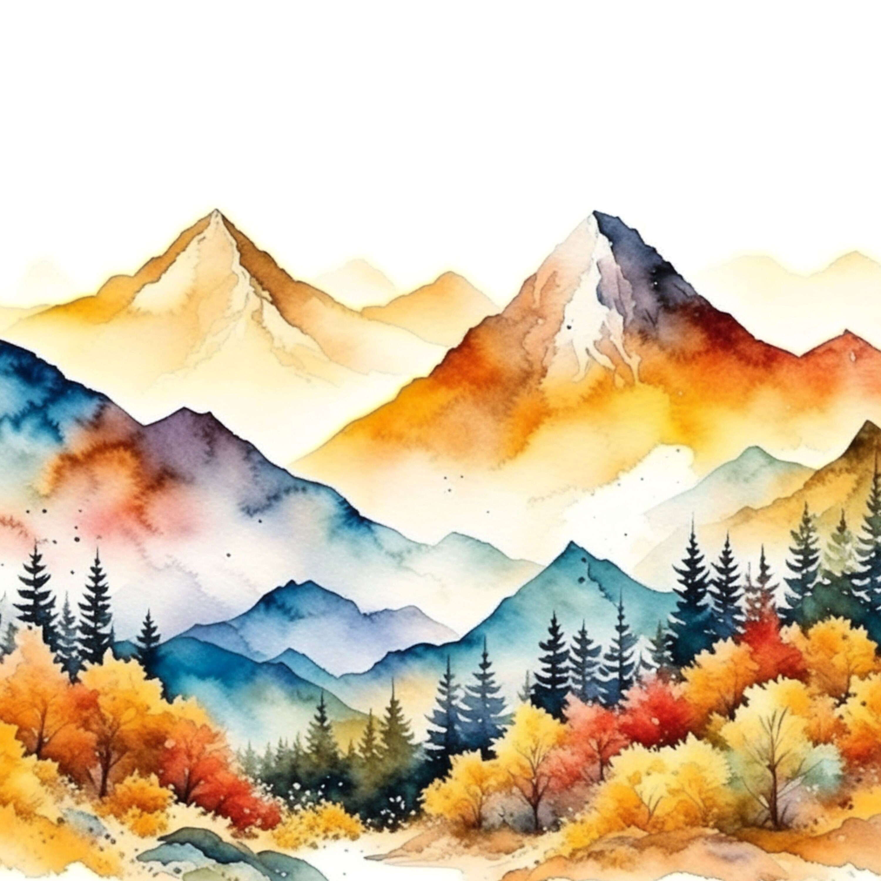 Autumn Mountains Digital Art Clipart 15 High Quality Jpgs - Etsy