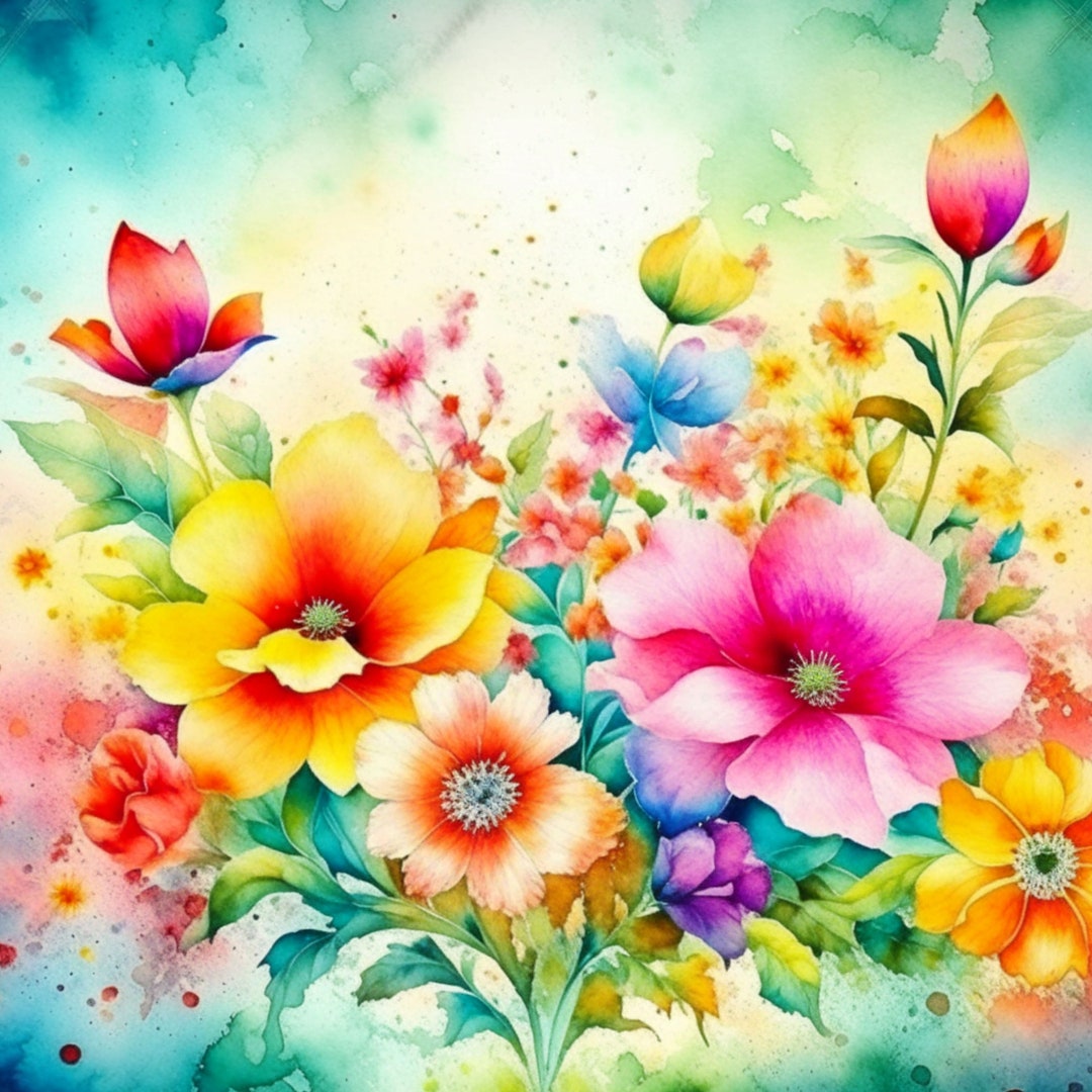 Spring Flowers Digital Art | Flower Clipart | 15 High Quality Jpgs ...