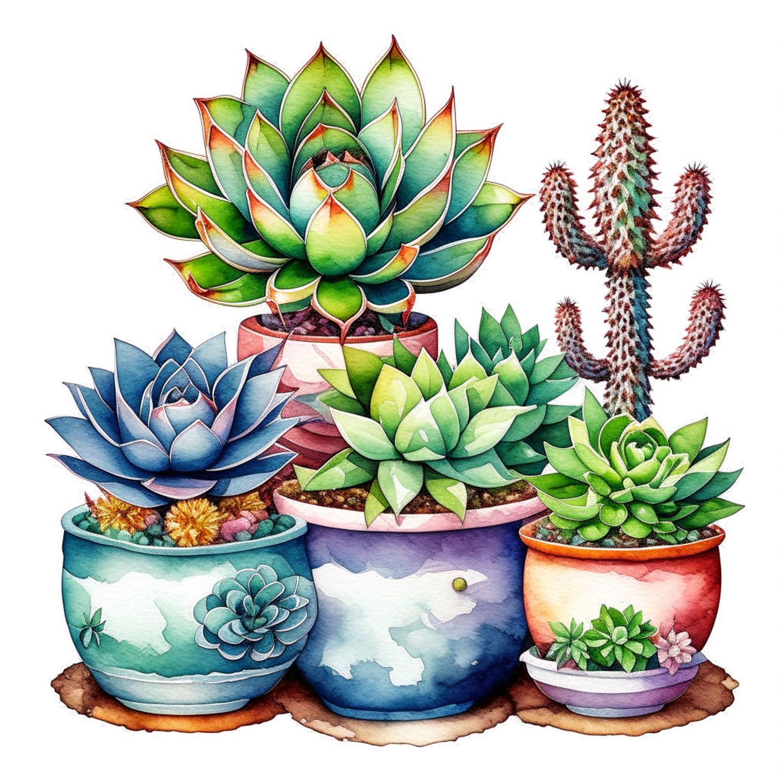 Succulents Digital Art | Clipart | 10 High Quality Jpgs | Digital ...