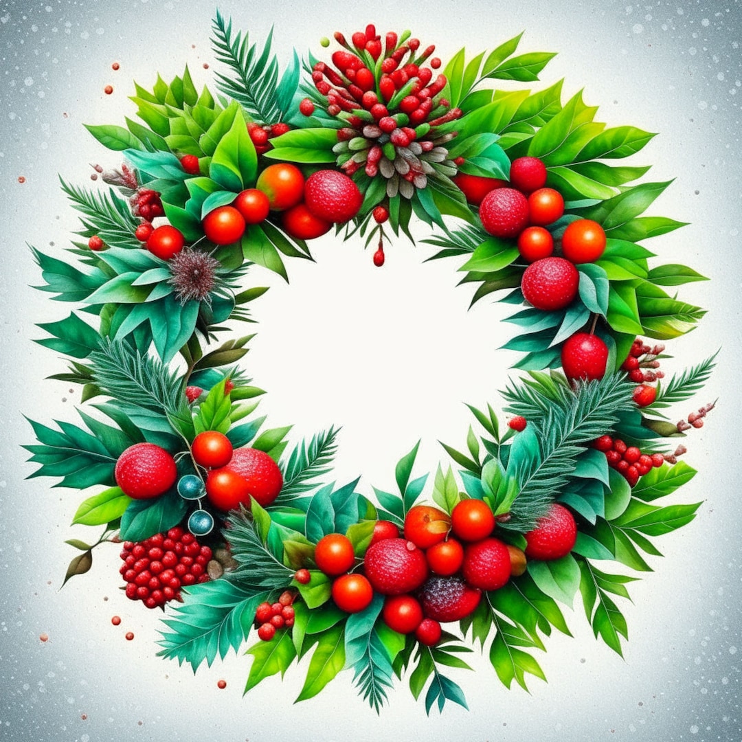 Christmas Wreath Digital Art | Deer Clipart | 10 High Quality Jpgs ...