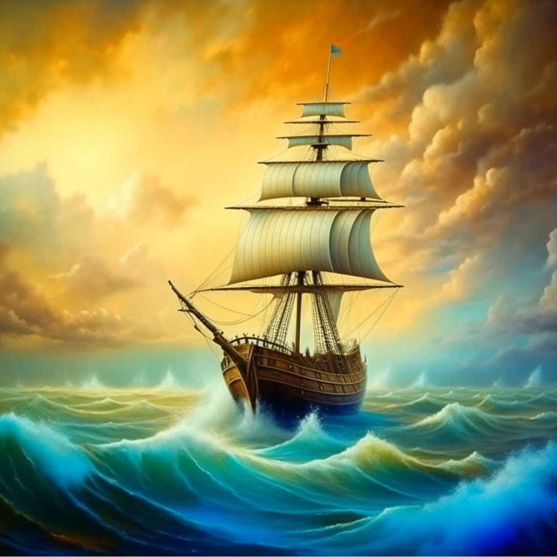 Colorful Sailboat Digital Art | Boats Clipart | 10 High Quality Jpgs ...