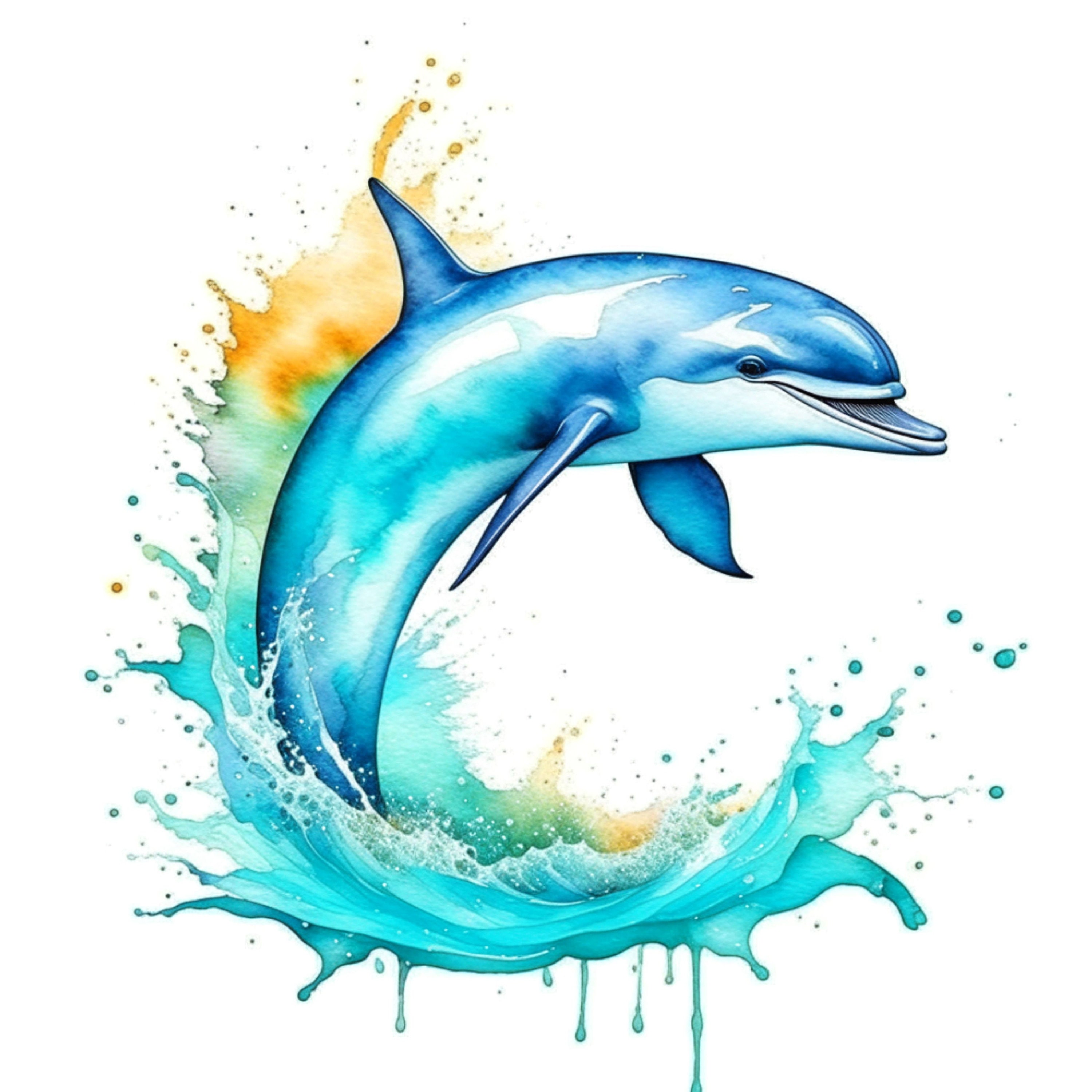 Dolphins Digital Art Clipart 10 High Quality Jpgs Digital Download AI ...