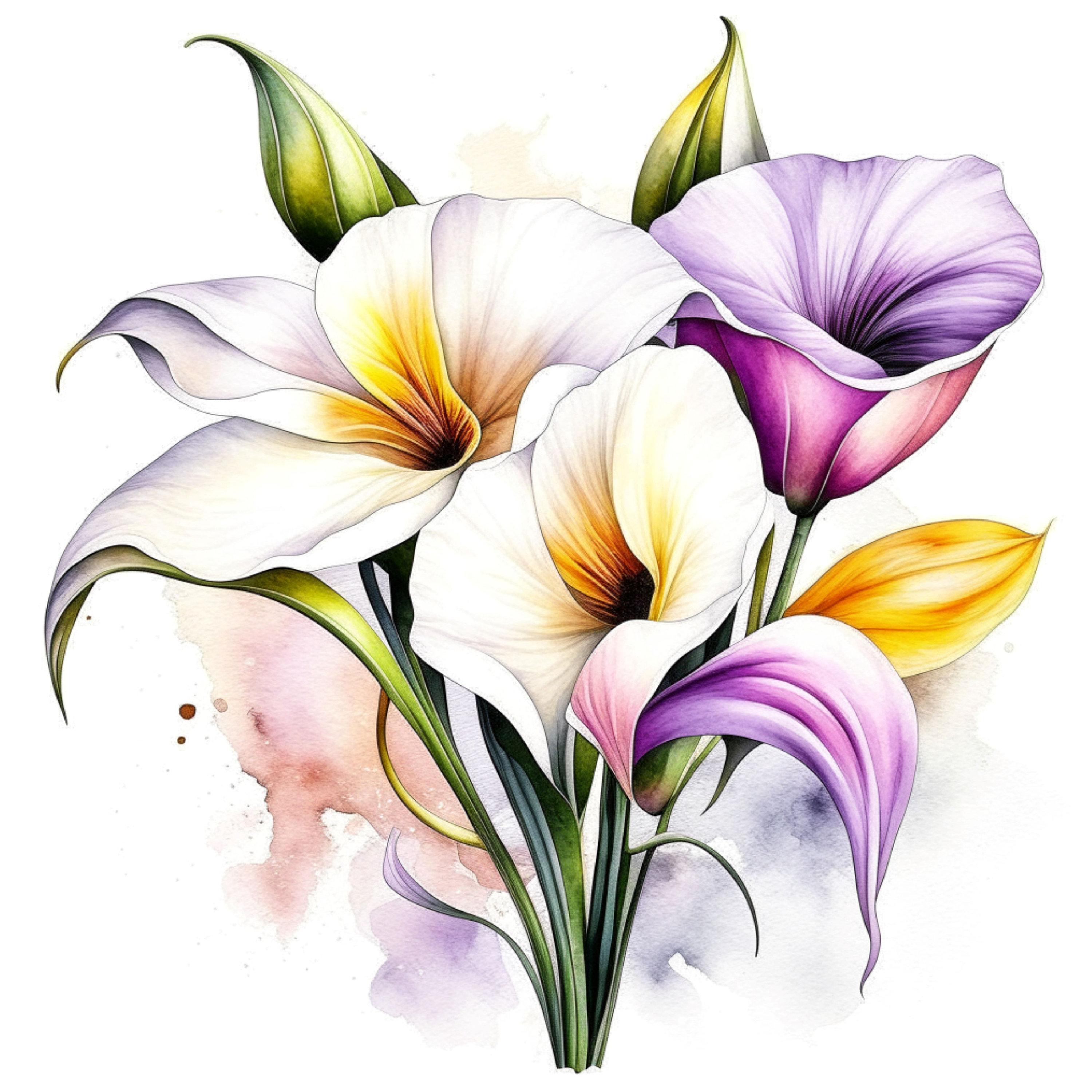 Calla Lily Digital Art Flowers Clipart 15 High Quality Jpgs Digital ...