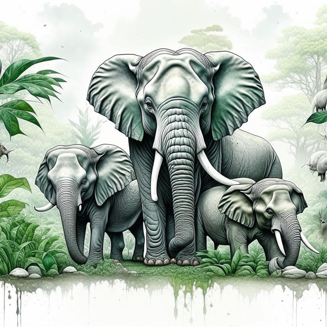 Elephants Digital Art | Elephant Clipart | 15 High Quality Jpgs ...