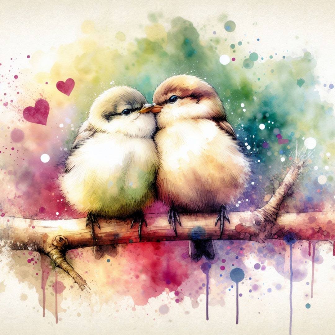 Lovebirds Digital Art | Birds Clipart | 15 High Quality Jpgs | Digital ...