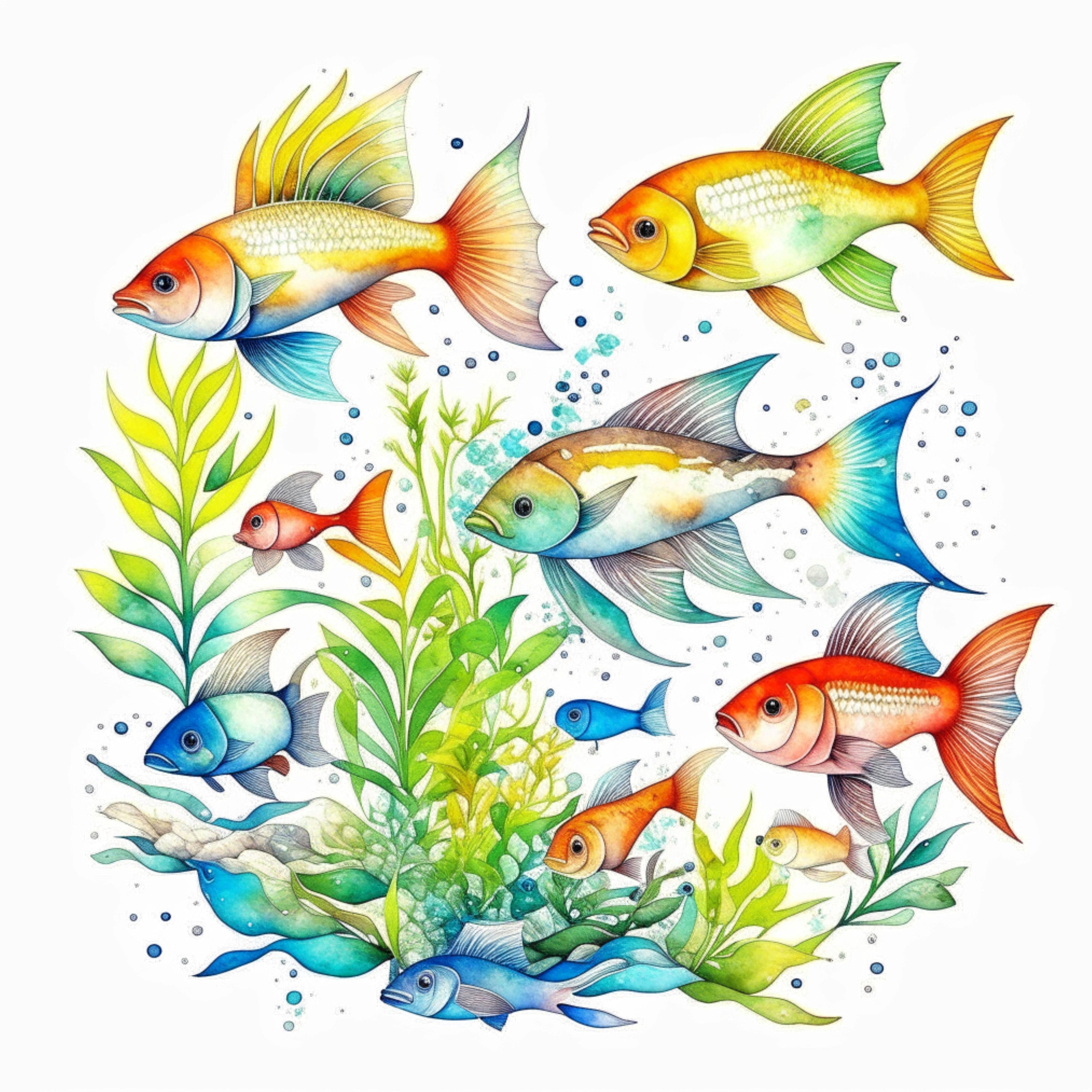 Fish Digital Art Underwater Life Clipart 10 High Quality Jpgs Digital ...