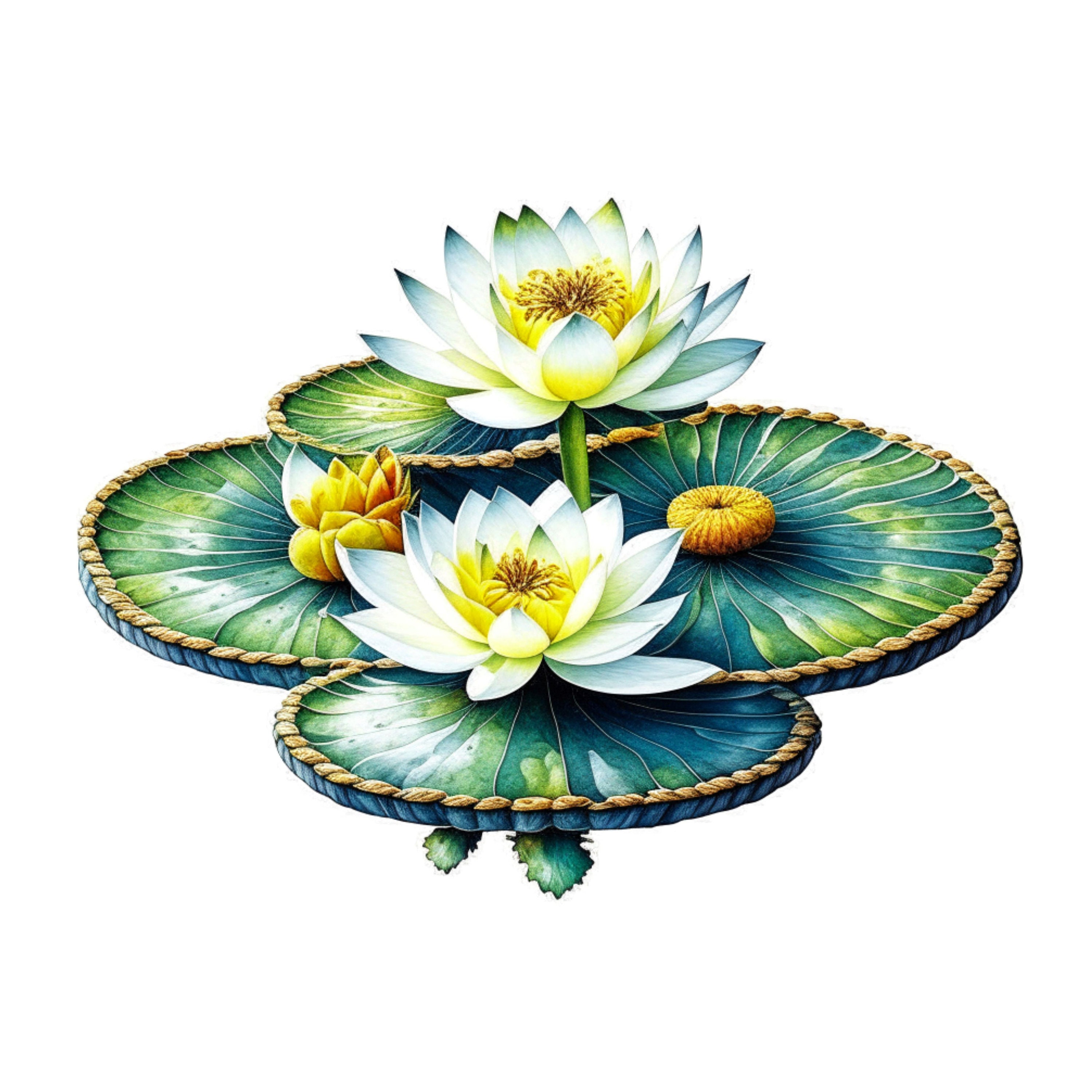 Water Lilies Digital Art | Clipart | 10 High Quality Jpgs | Digital ...
