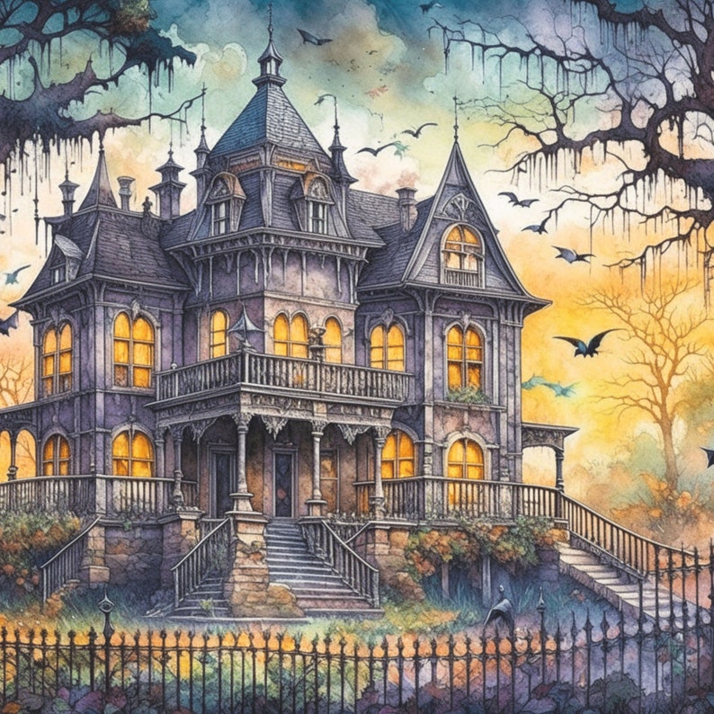 Haunted Mansion Digital Art | Clipart | 10 High Quality Jpgs | Digital ...