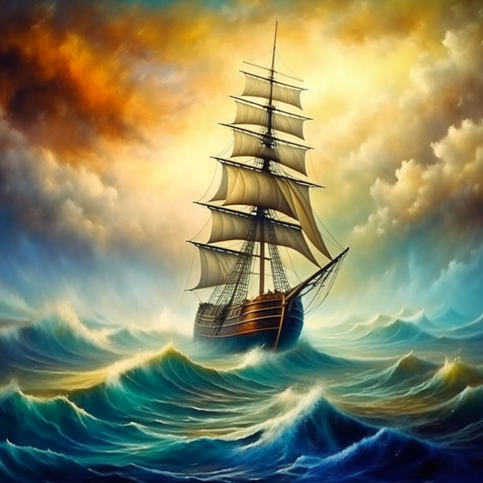 Colorful Sailboat Digital Art Boats Clipart 10 High - Etsy