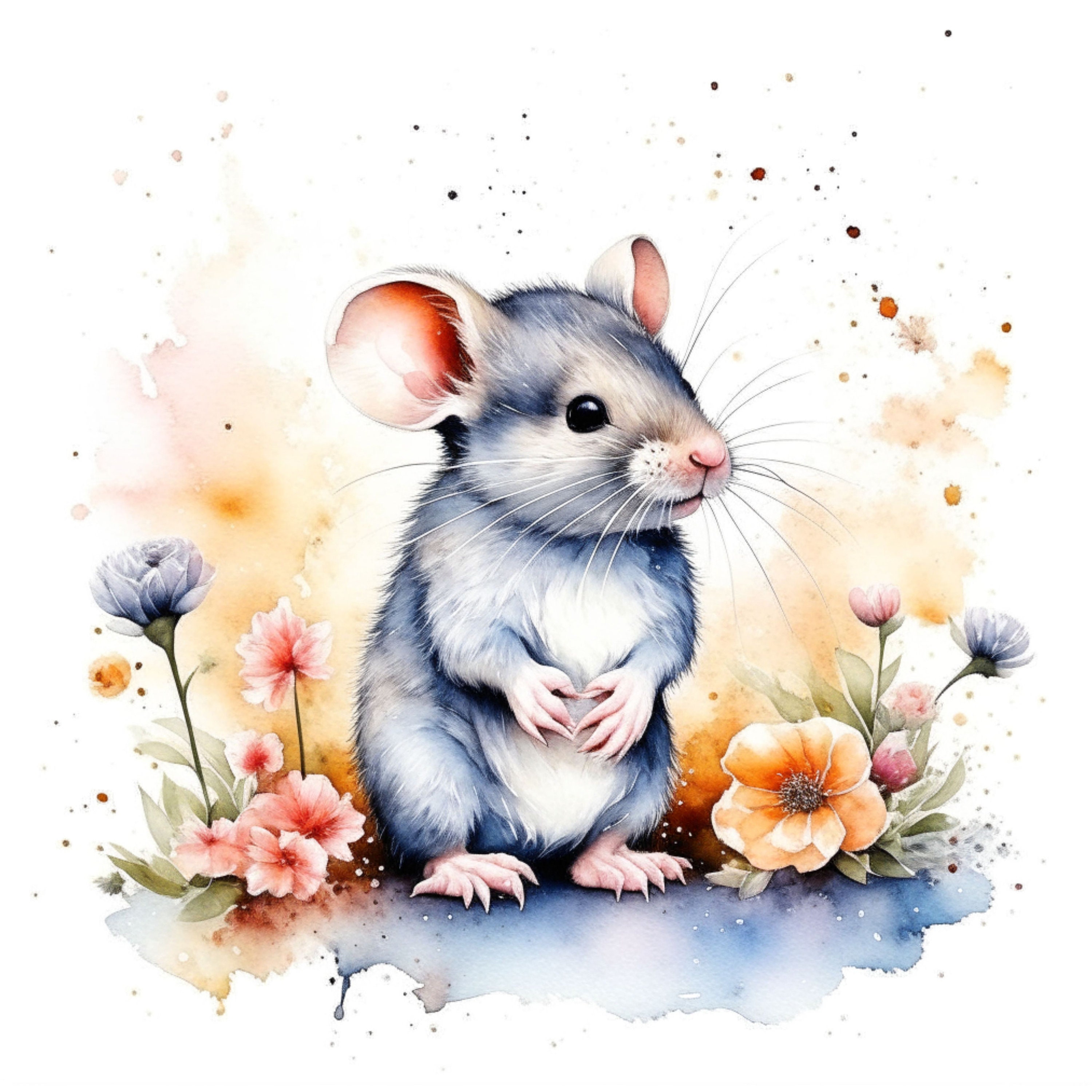 Field Mouse With Flowers Digital Art Clipart 10 High - Etsy