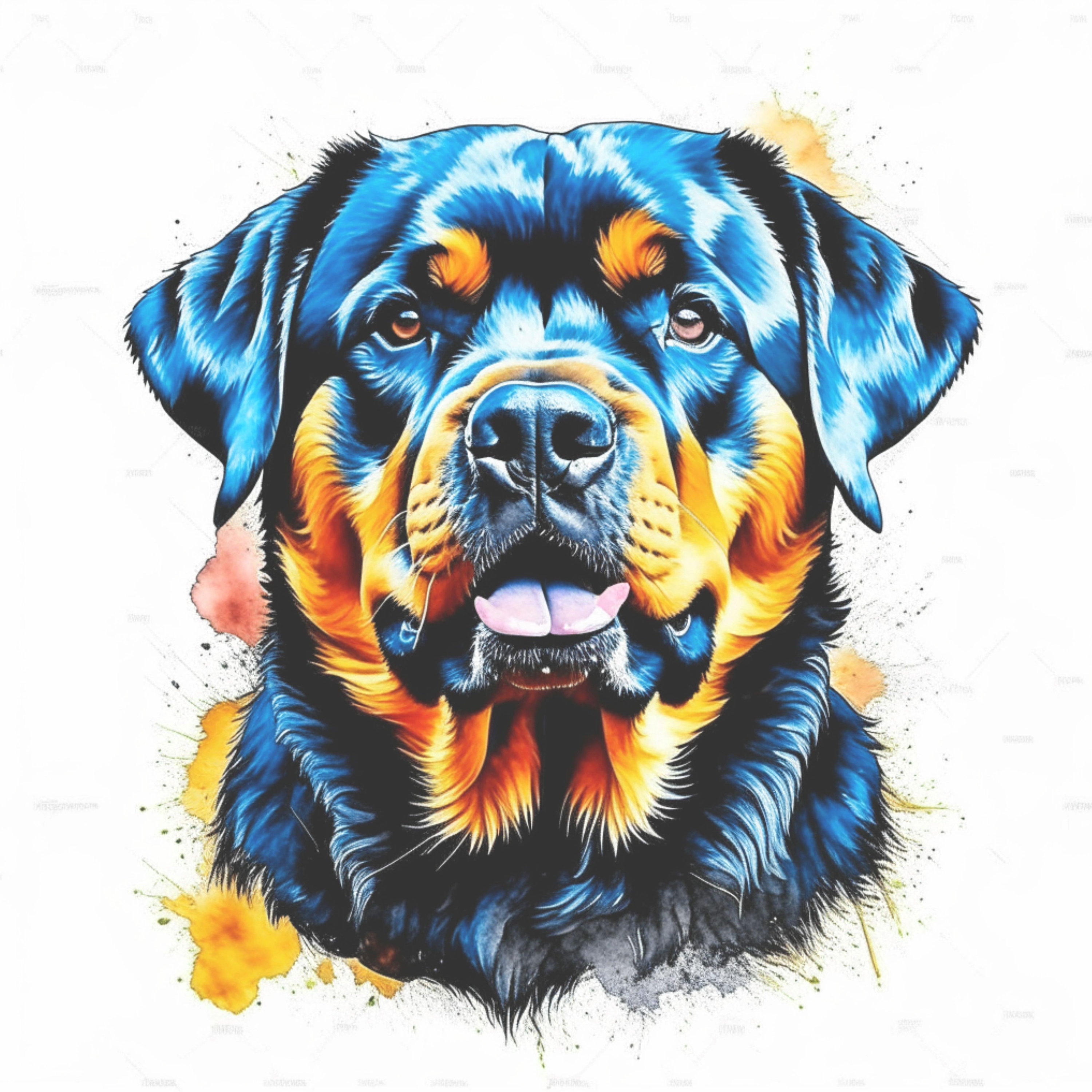 Rottweiler Dog Digital Art Dogs Clipart 10 High Quality Jpgs Digital ...