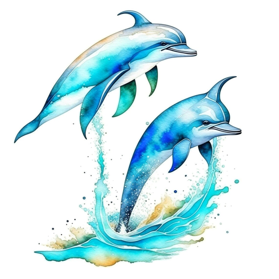 Dolphins Digital Art Clipart 10 High Quality Jpgs Digital Download AI ...