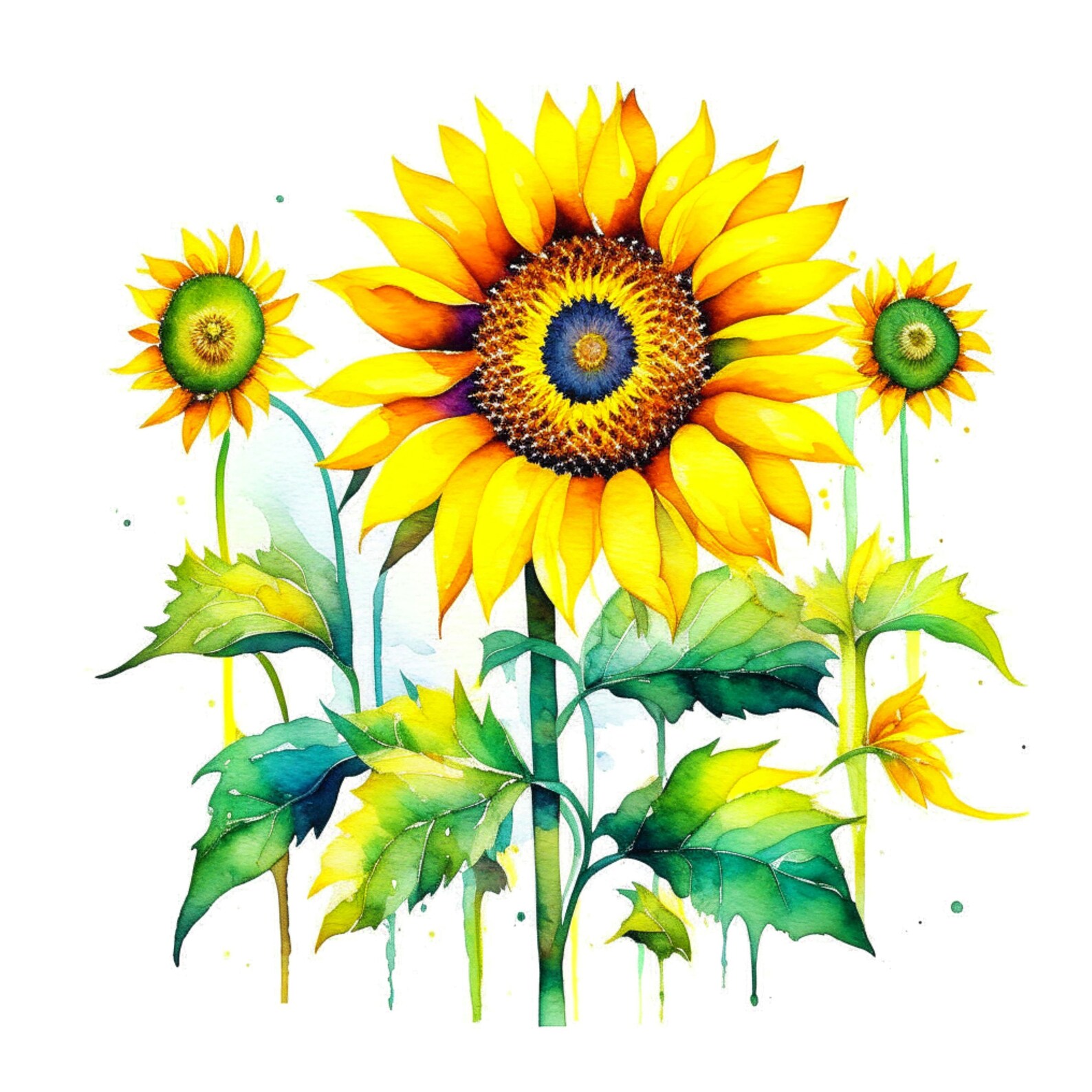 Sunflowers Digital Art | Flowers Clipart | 10 High Quality Jpgs ...