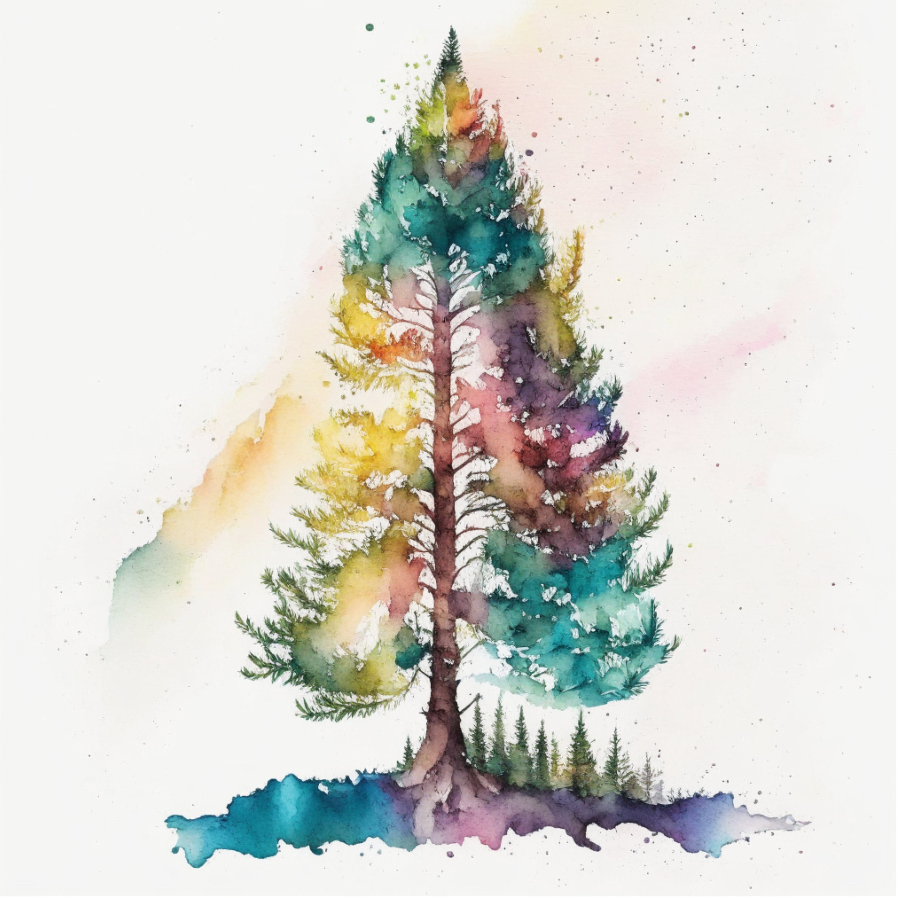 Multi-color Pine Trees Digital Art Clipart 10 High Quality Jpgs Digital ...