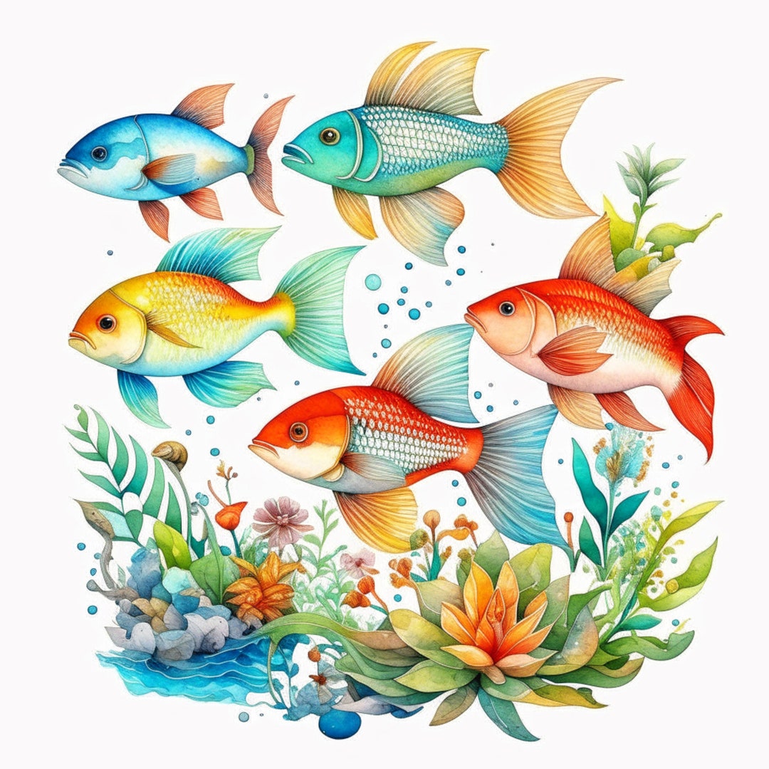 Fish Digital Art | Underwater Life Clipart | 10 High Quality Jpgs ...