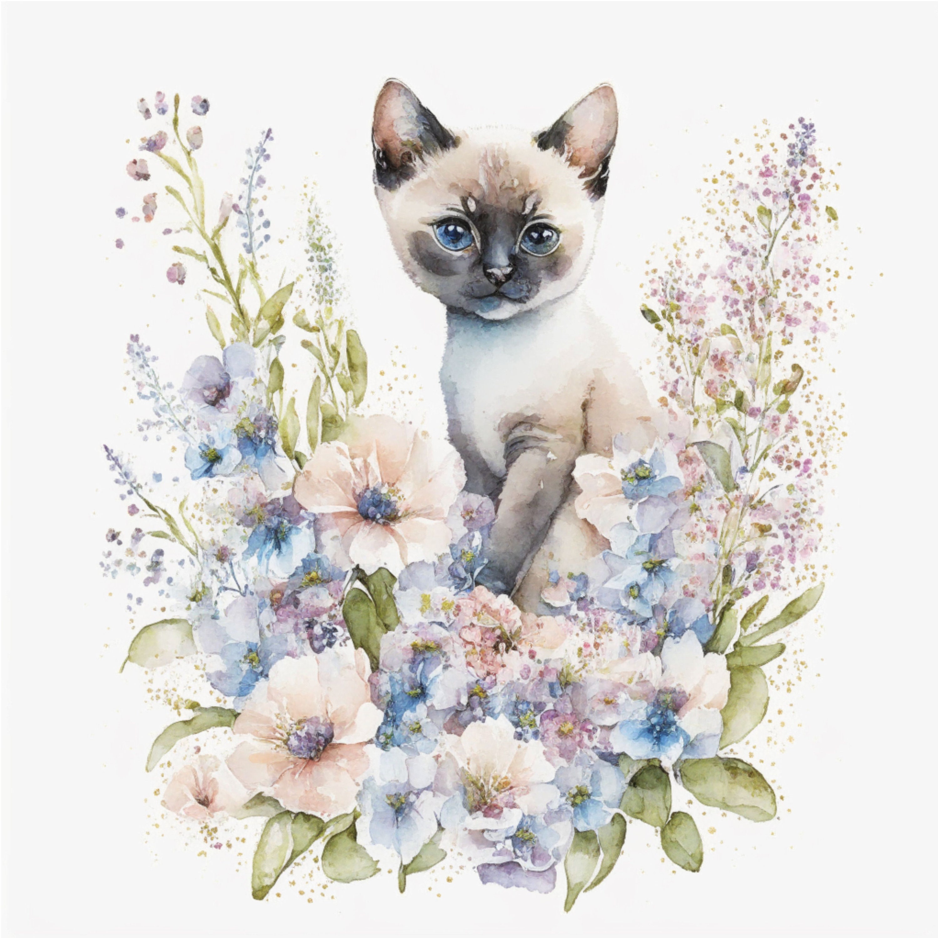 Kittens With Flowers Digital Art Clipart 15 High Quality - Etsy