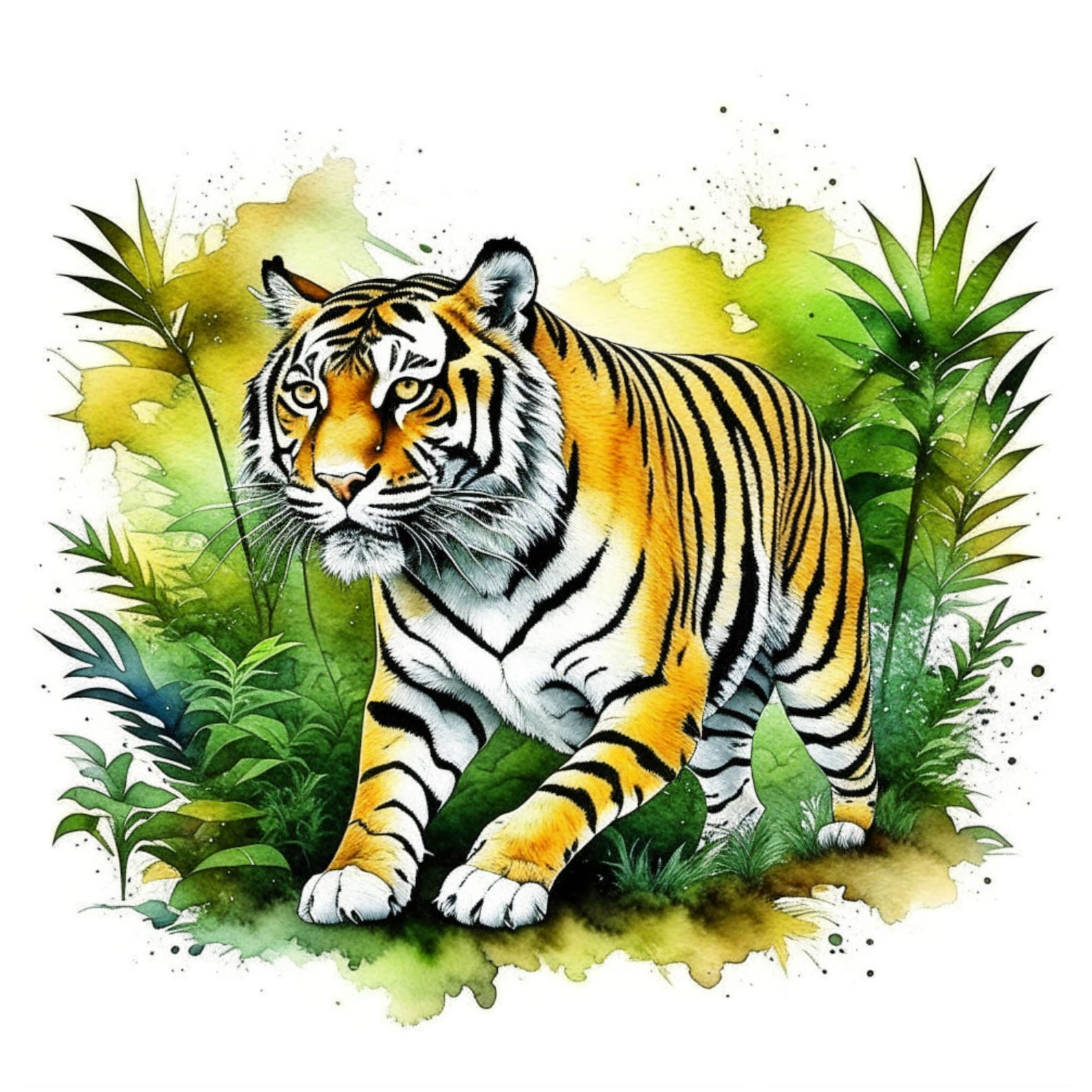 Tiger in Jungle Digital Art | Tigers Clipart | 10 High Quality Jpgs ...