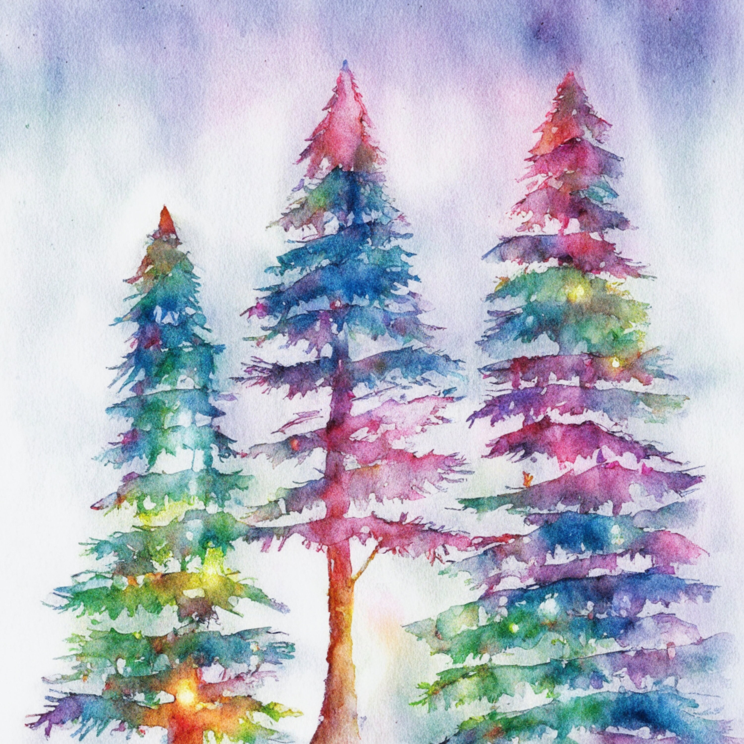 Evergreen Trees in the Woods Digital Art Clipart 10 High Quality Jpgs ...