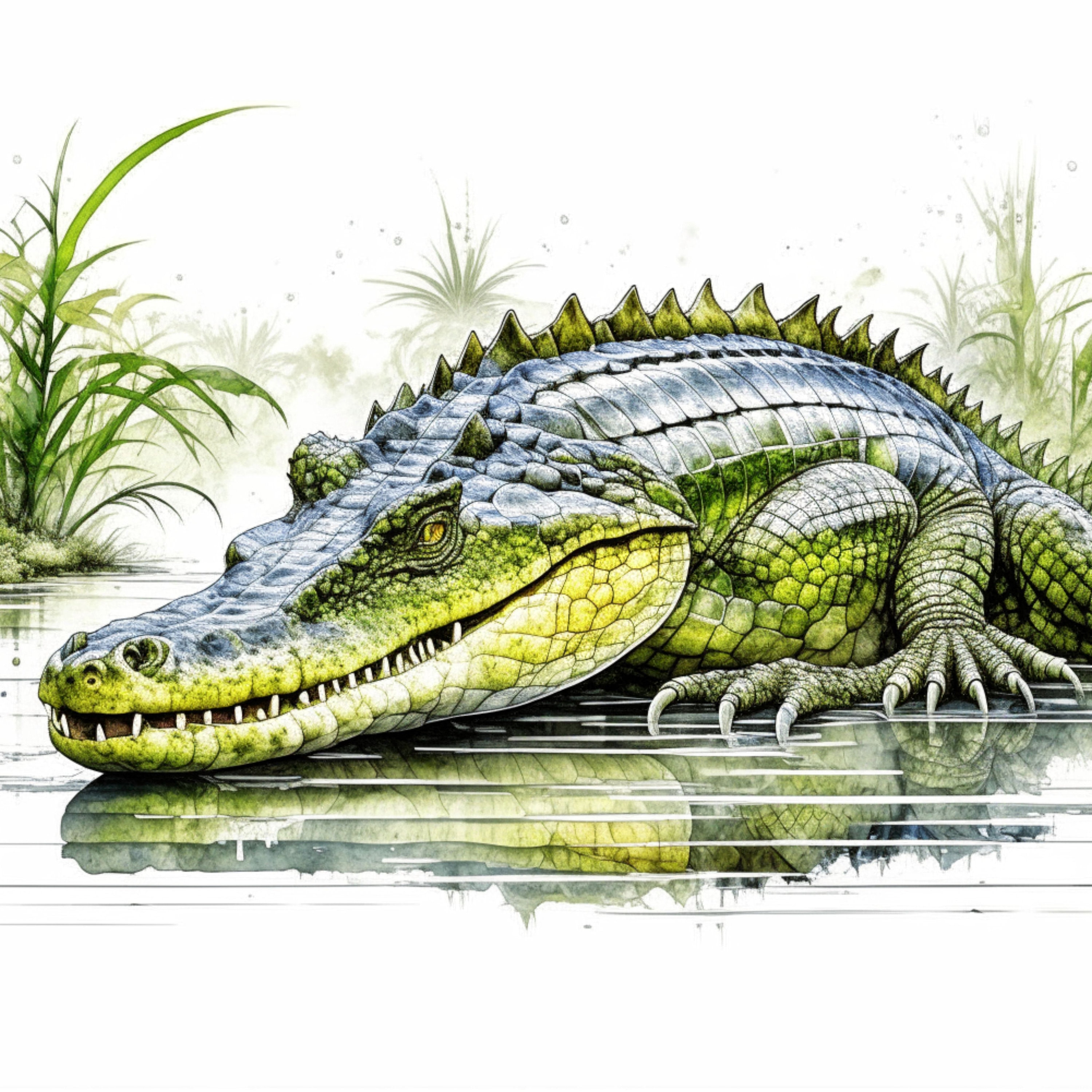 Alligator Digital Art Clipart 15 High Quality Jpgs Digital Download ...