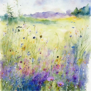 Field of Wildflowers Digital Art Flowers Clipart 10 High Quality Jpgs ...
