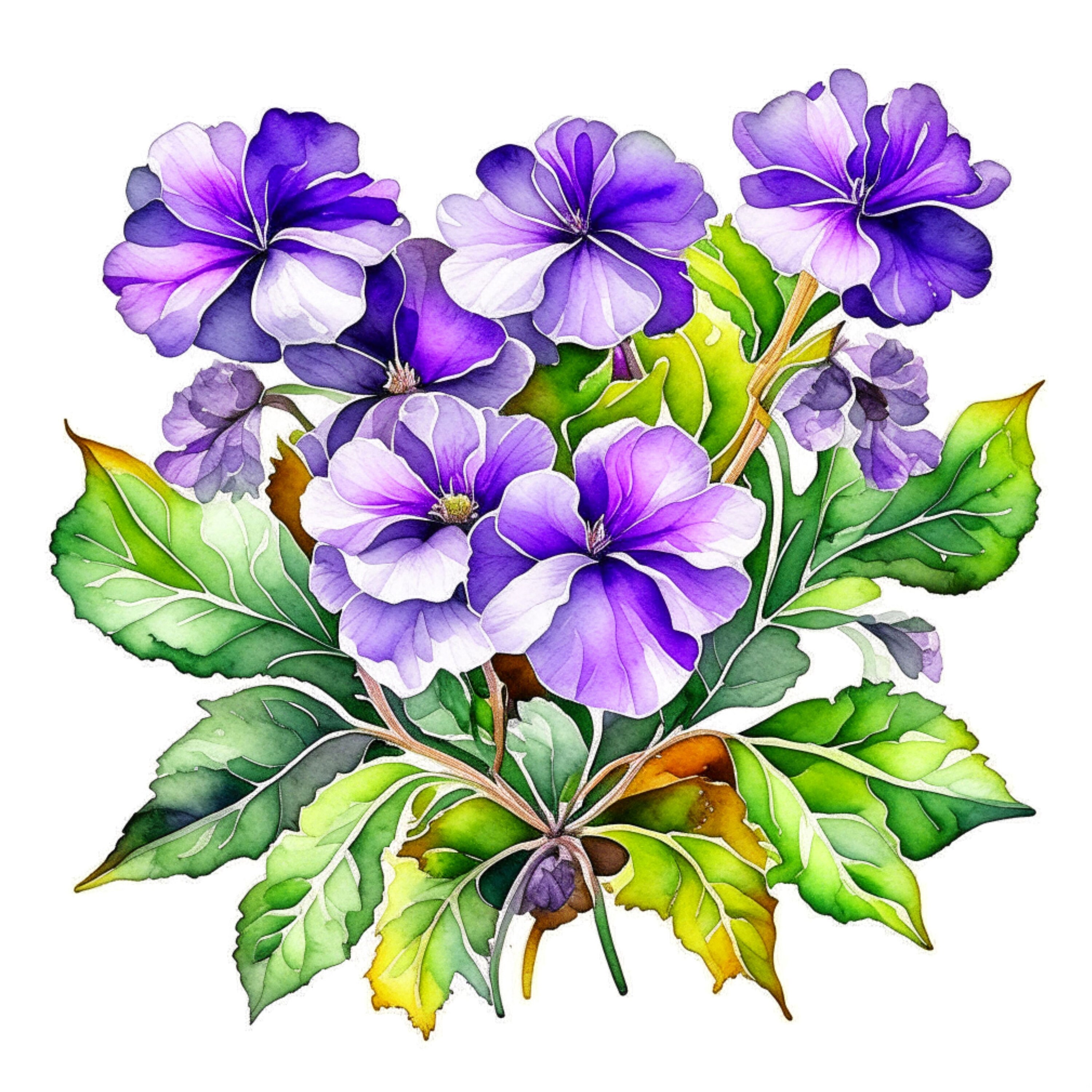 African Violets Digital Art | Violet Flowers Clipart | 15 High Quality ...