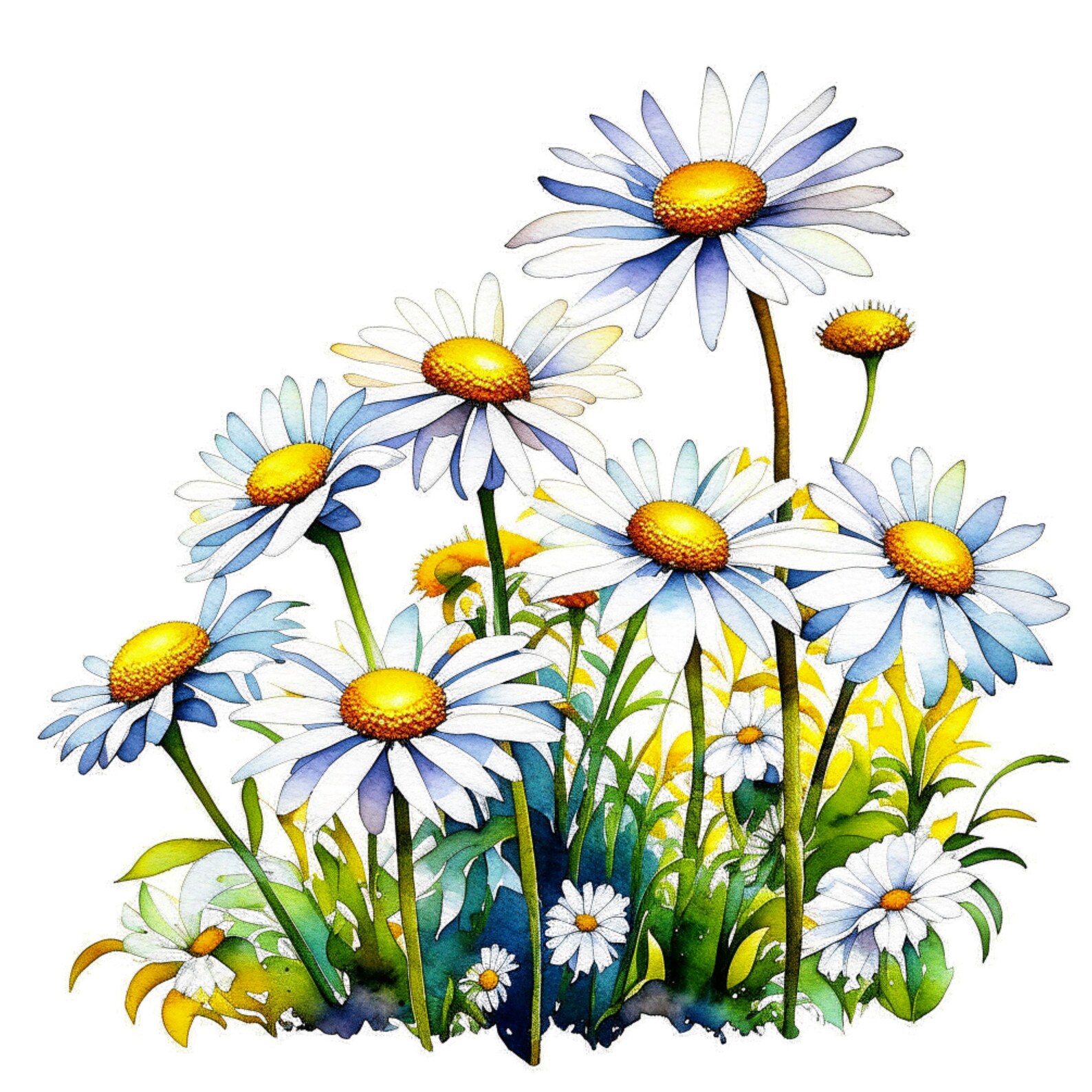Daisies Digital Art | Flowers Clipart | 10 High Quality Jpgs | Digital ...