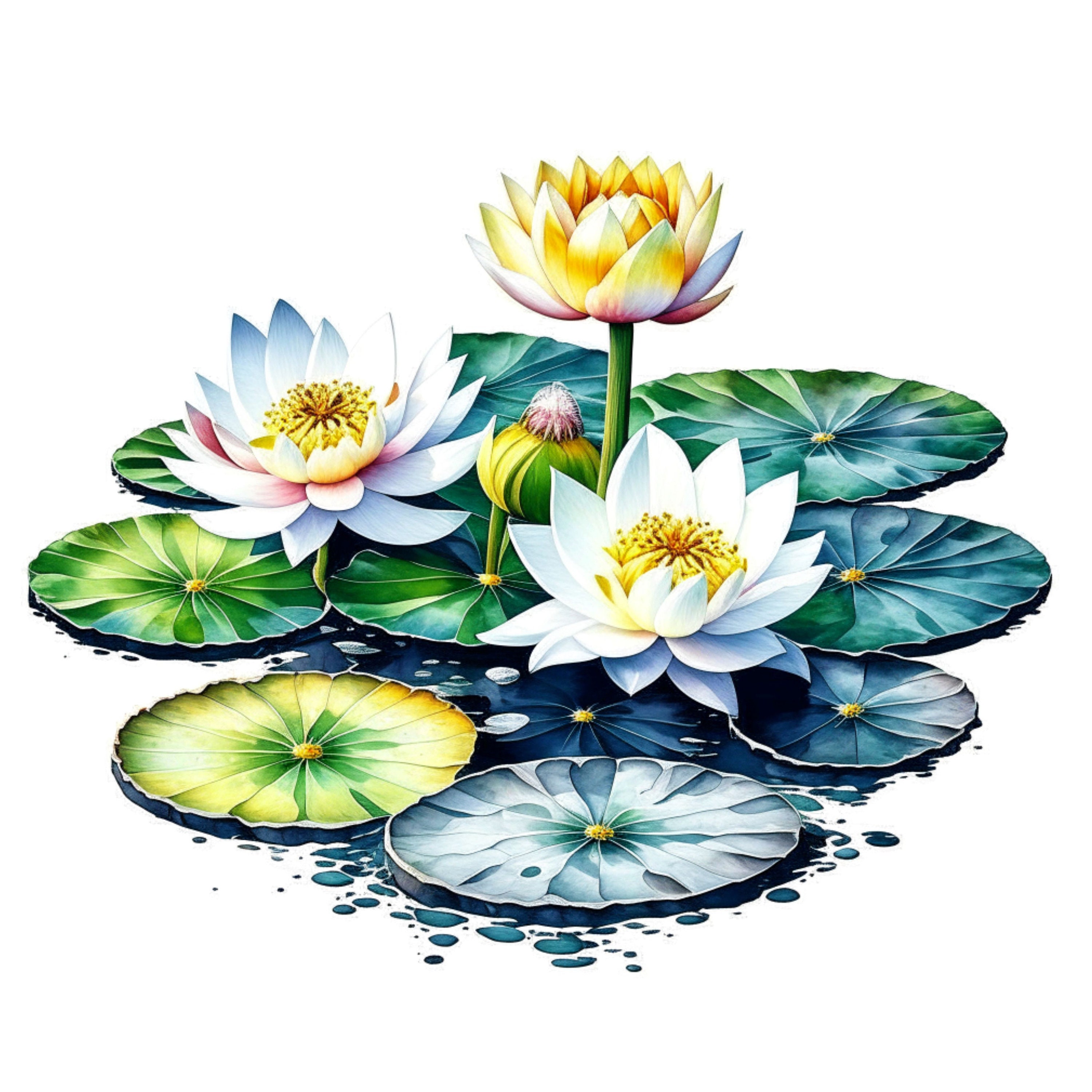 Water Lilies Digital Art | Clipart | 10 High Quality Jpgs | Digital ...