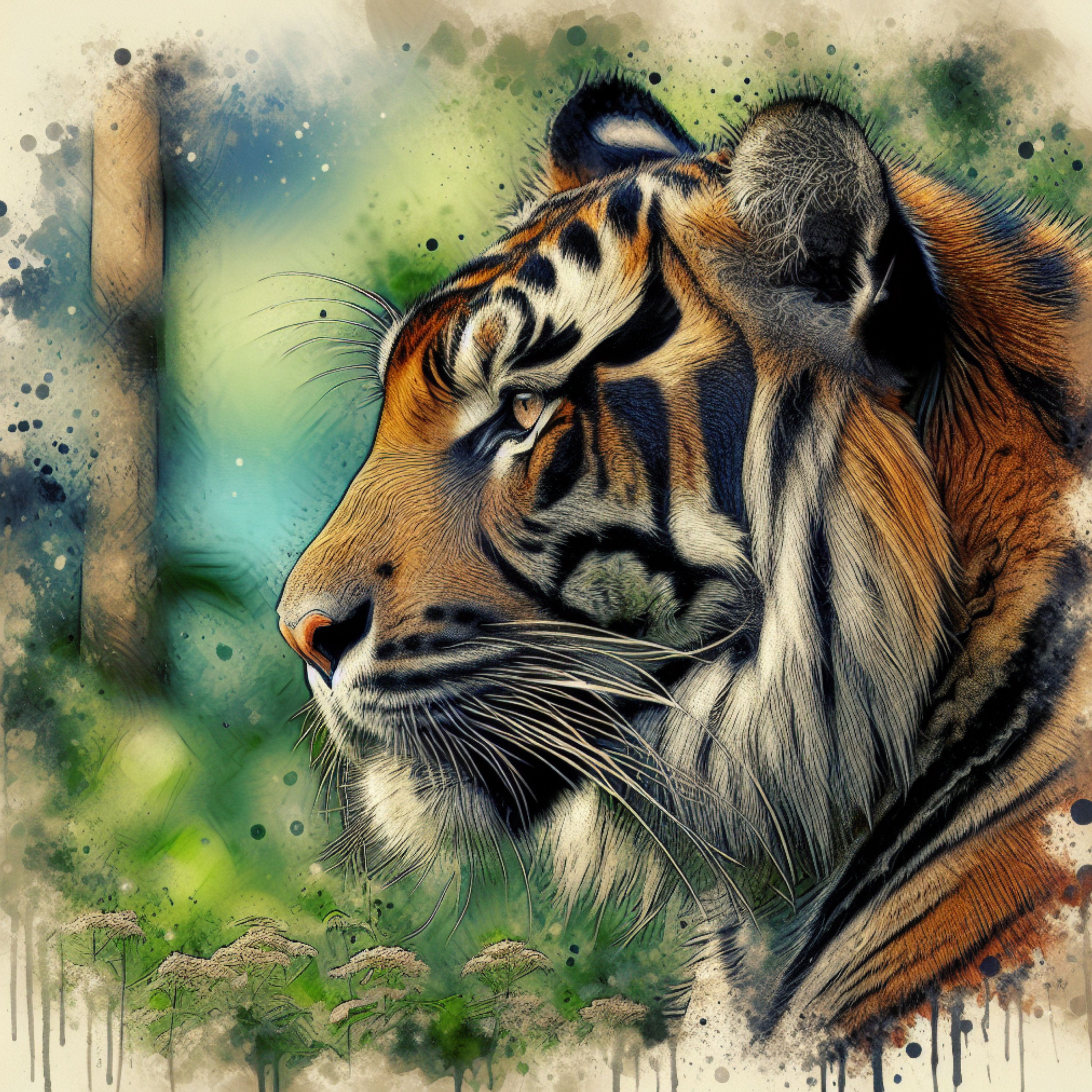 Endangered Species Animals Sunda Island Tiger Digital Art Tigers ...