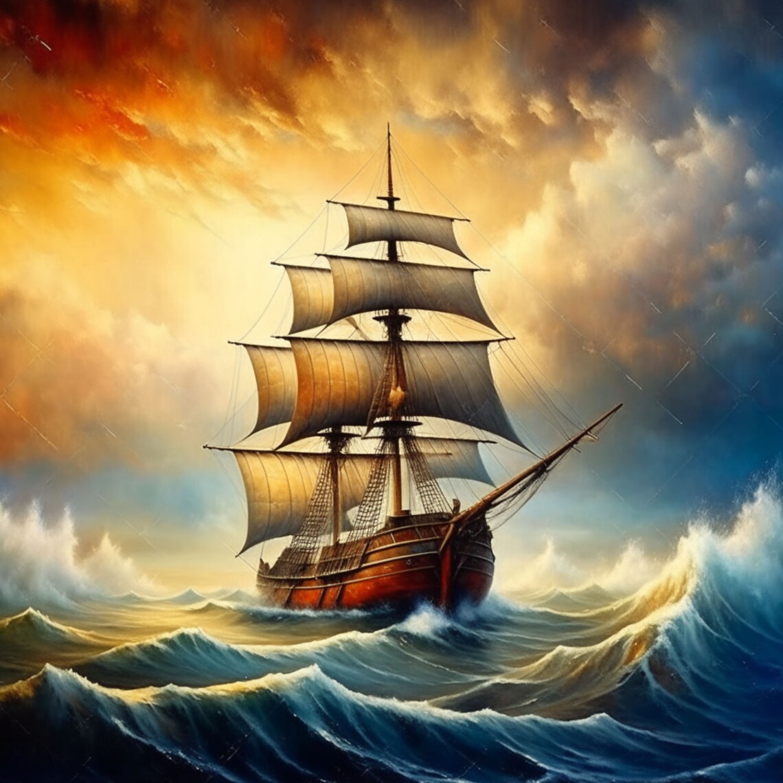 Colorful Sailboat Digital Art Boats Clipart 10 High - Etsy