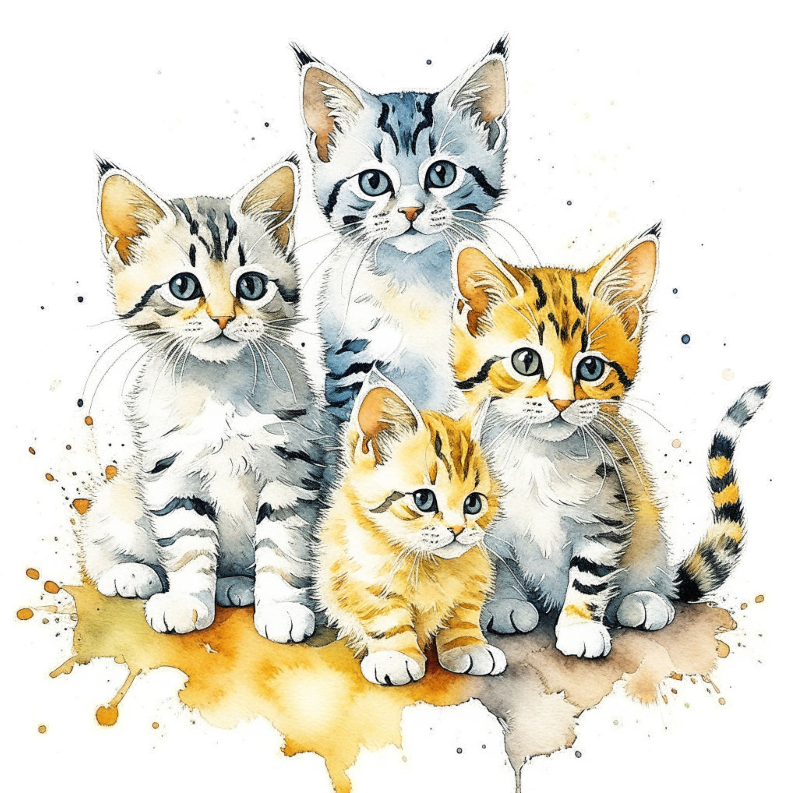 Kittens Digital Art | Clipart | 15 High Quality Jpgs | Cats Digital ...