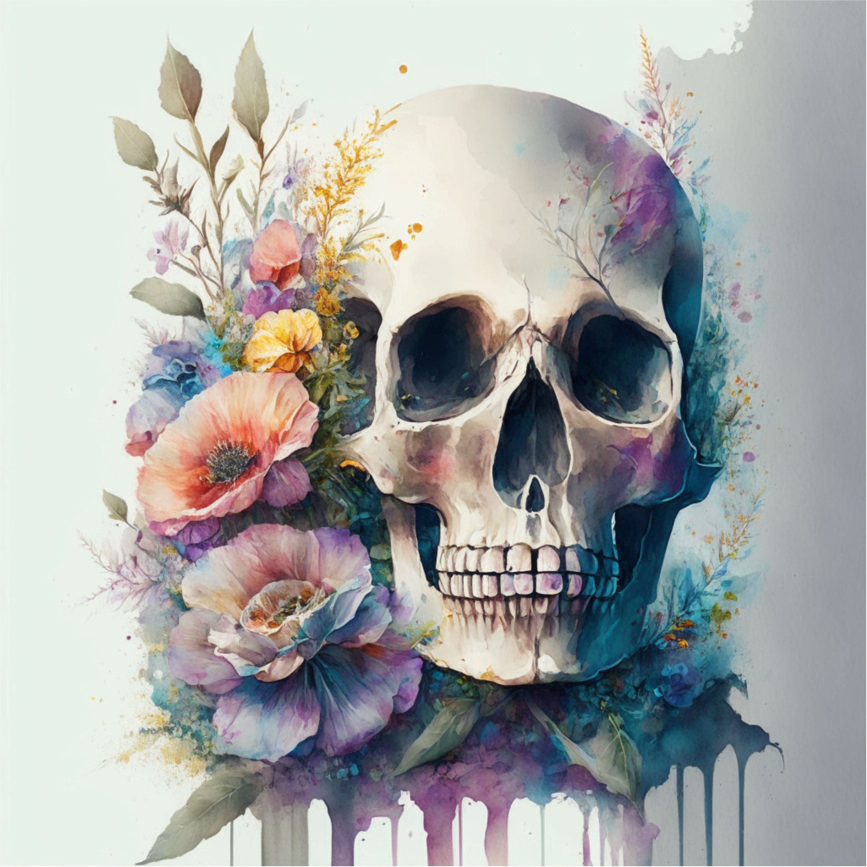 Skulls Digital Art | Skull Clipart | 10 High Quality Jpgs | Digital Download | AI Art | Mixed ...
