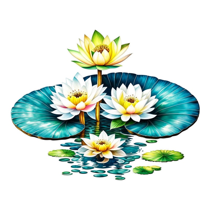 Water Lilies Digital Art | Clipart | 10 High Quality Jpgs | Digital ...