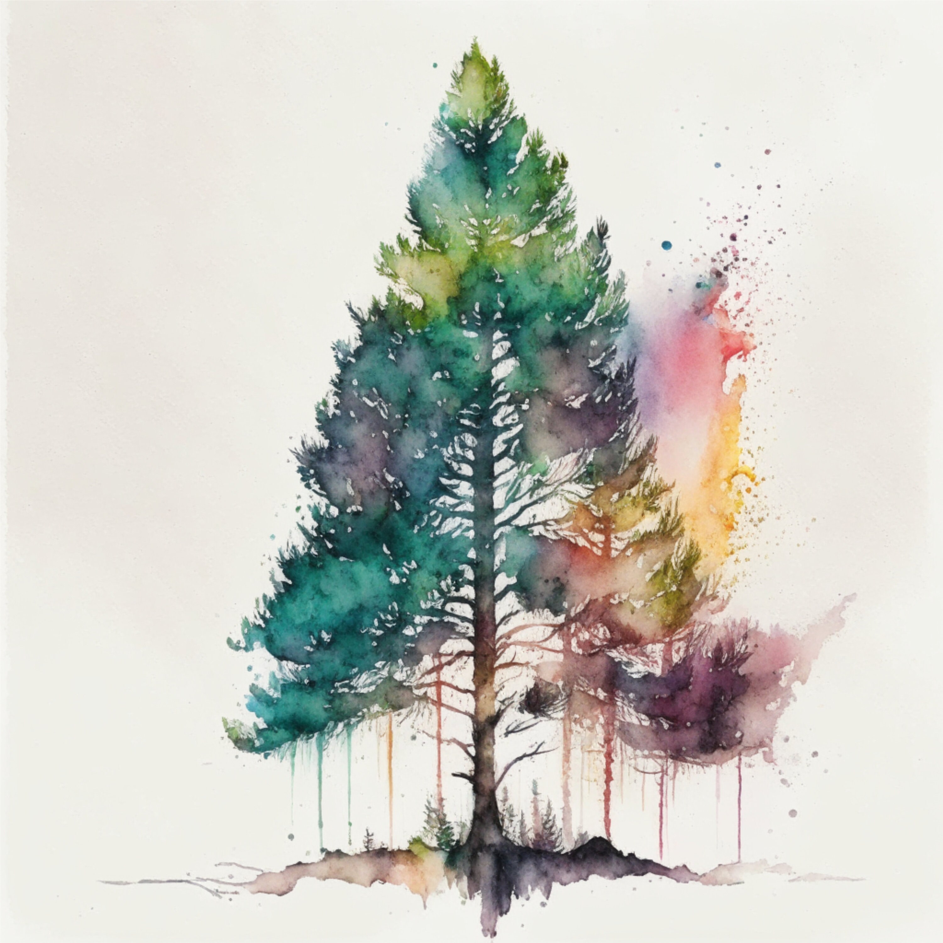 Multi-color Pine Trees Digital Art Clipart 10 High Quality Jpgs Digital ...