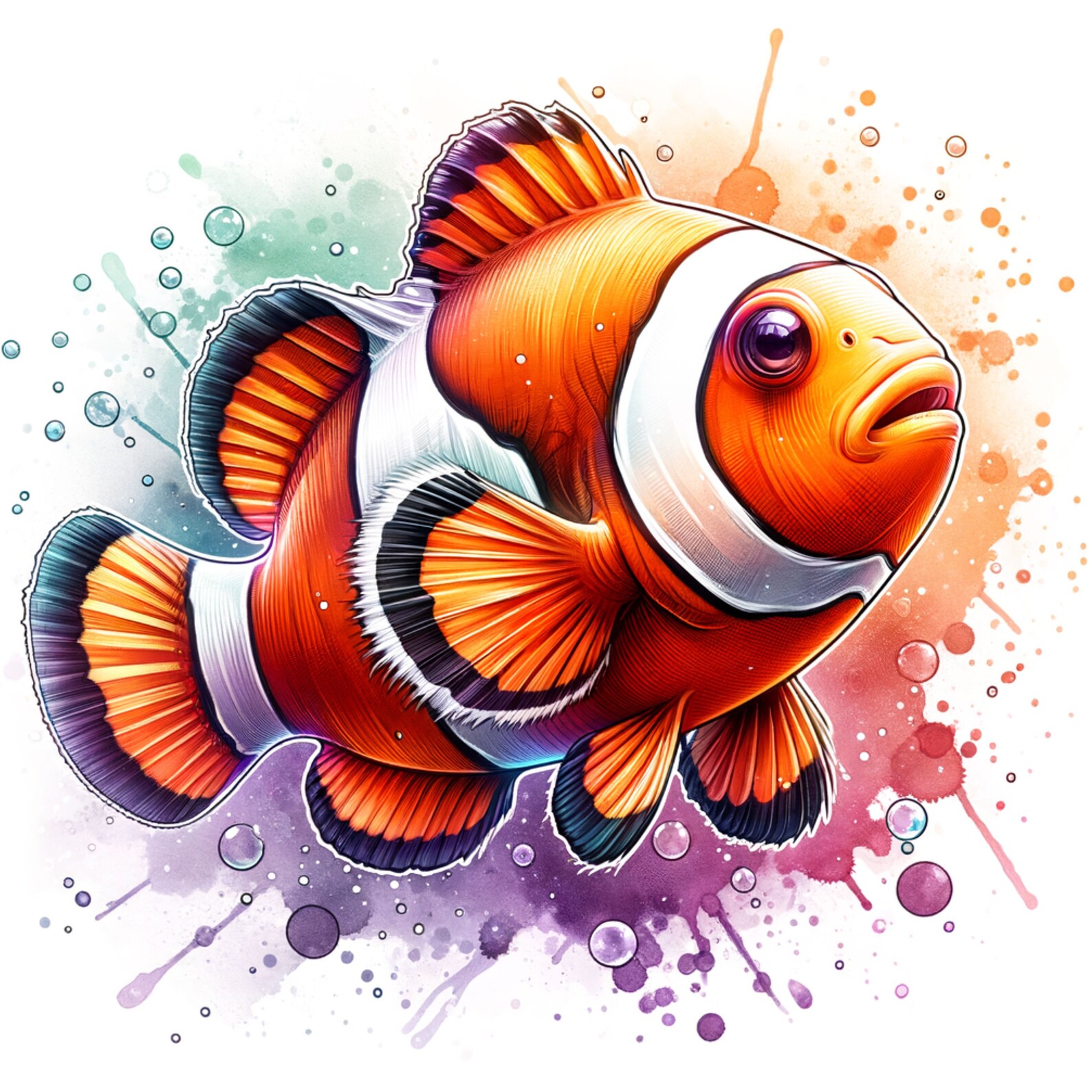 Clownfish Digital Art | Clipart Bundle | 15 High Quality Jpgs | Digital ...