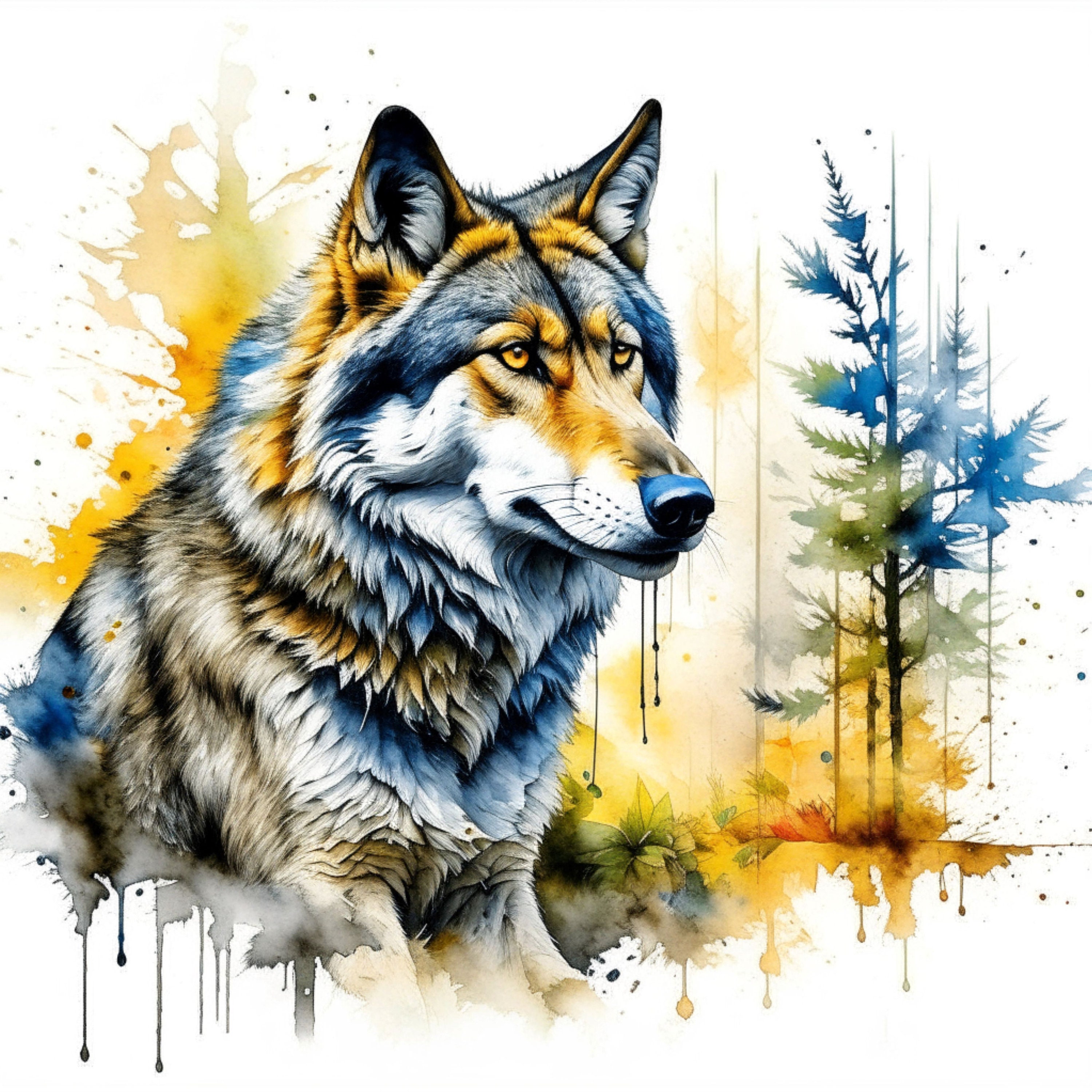 Wolf Digital Art Wolves Clipart 12 High Quality Jpgs Digital Download ...