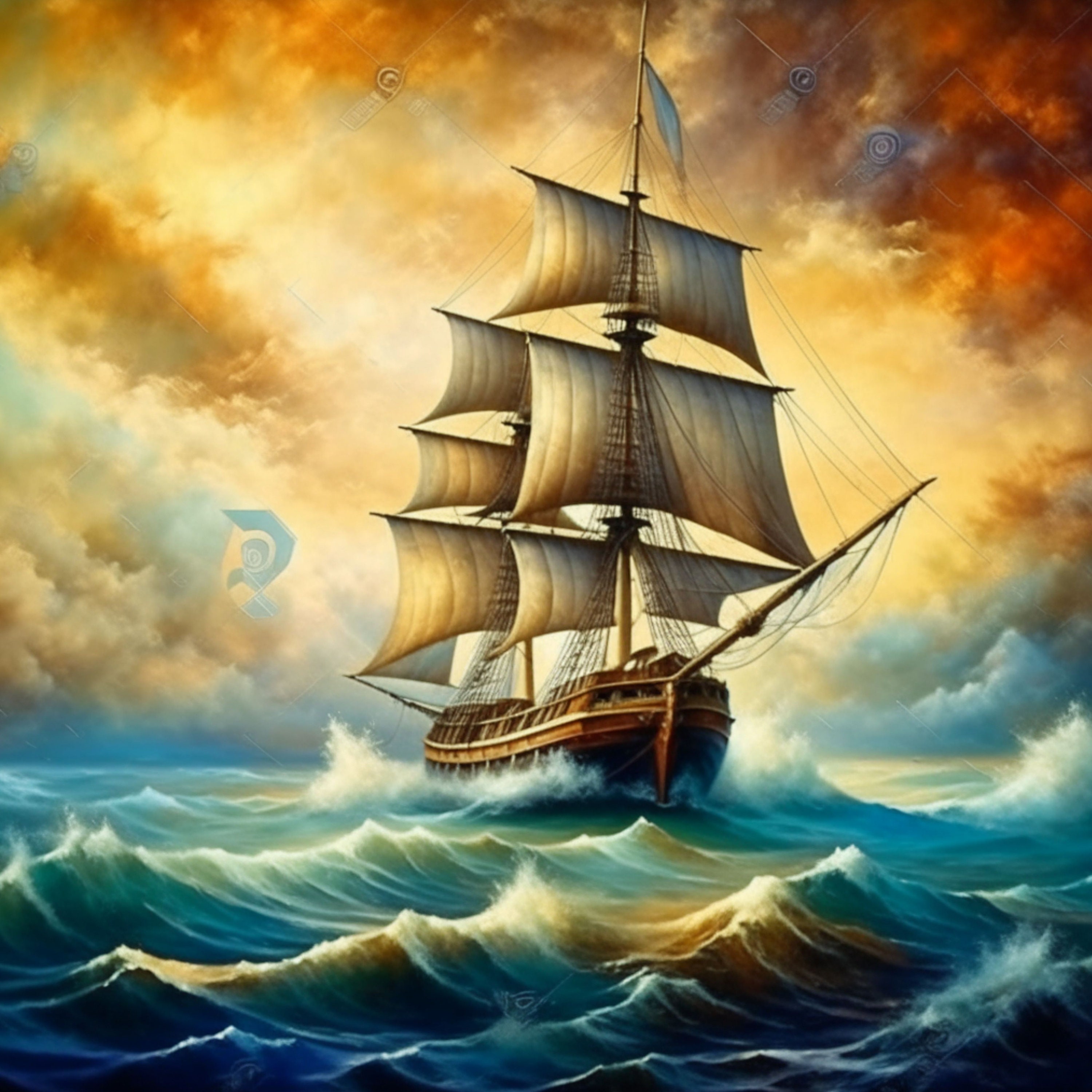 Colorful Sailboat Digital Art | Boats Clipart | 10 High Quality Jpgs ...